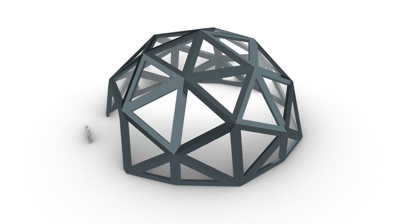 Geodesic Dome Large with Frame and Panels and Entryway 3D model | CGTrader