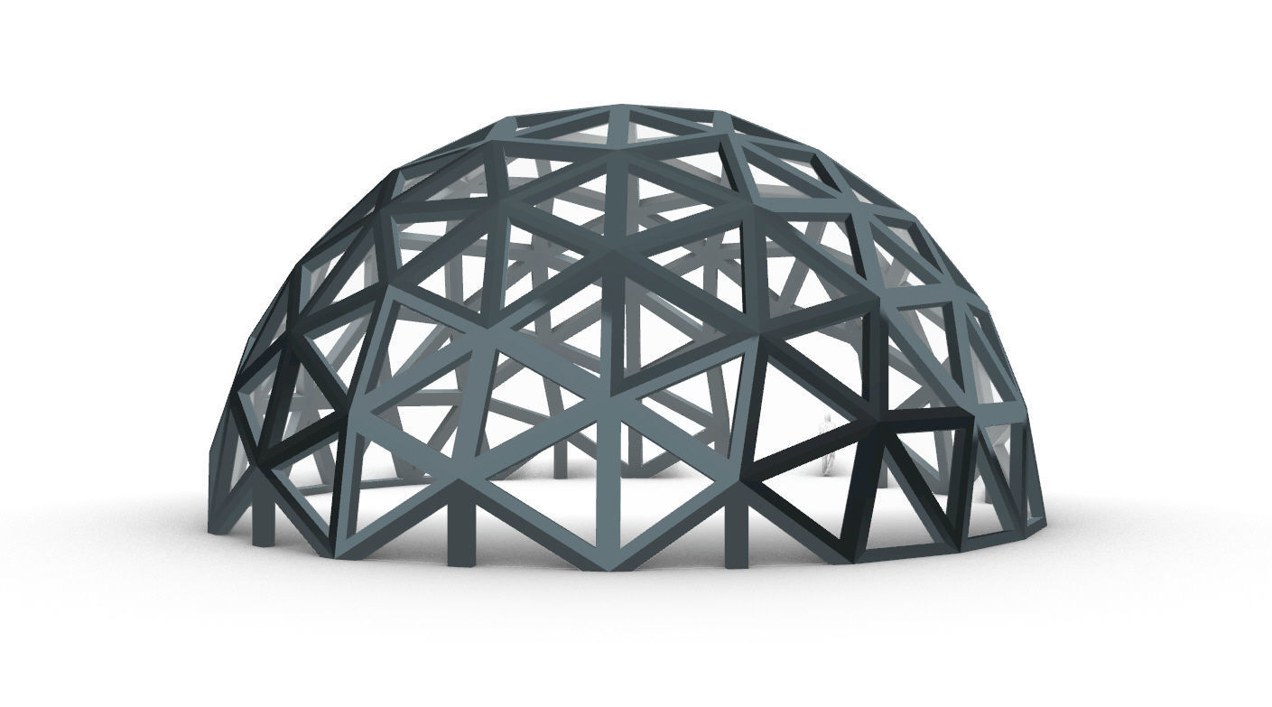 Geodesic Dome V2 Large with Frame and Panels and Entryway 3D model ...
