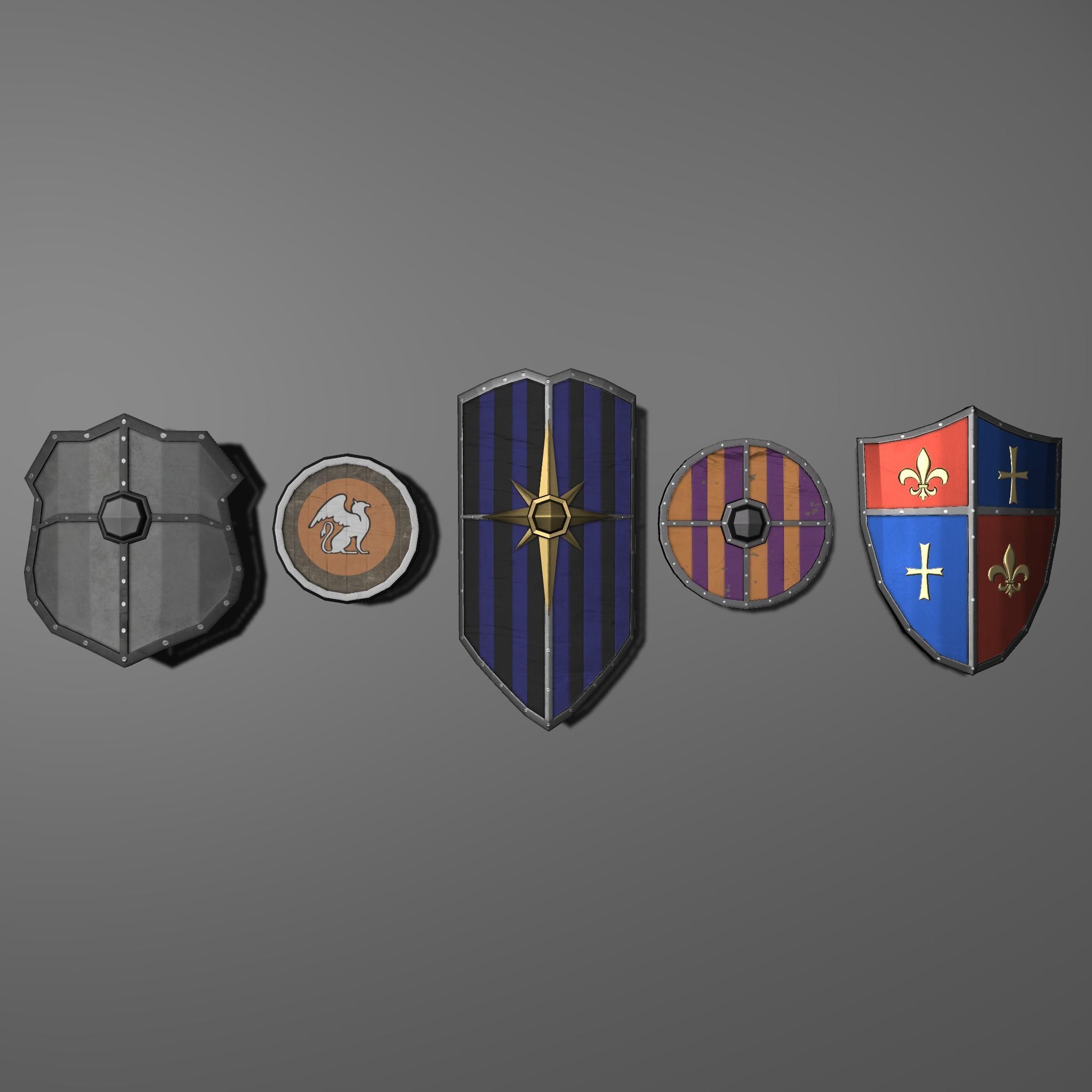 3D model 5 Shield Package VR / AR / low-poly | CGTrader