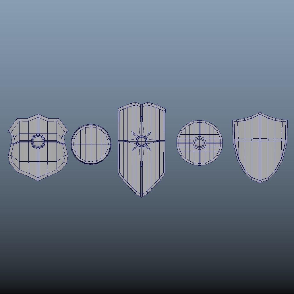 3D model 5 Shield Package VR / AR / low-poly | CGTrader