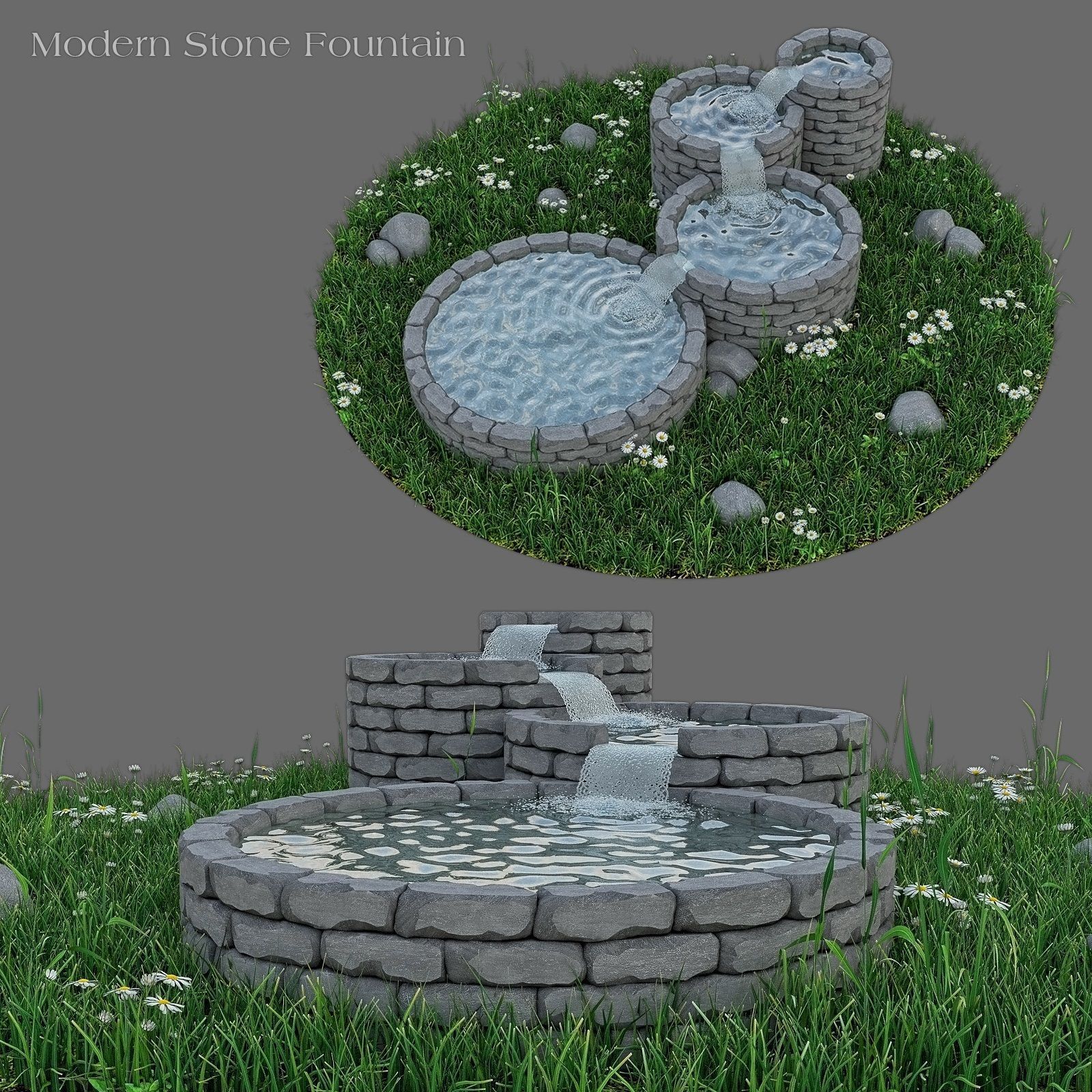 Modern Stone Fountain 3D model | CGTrader