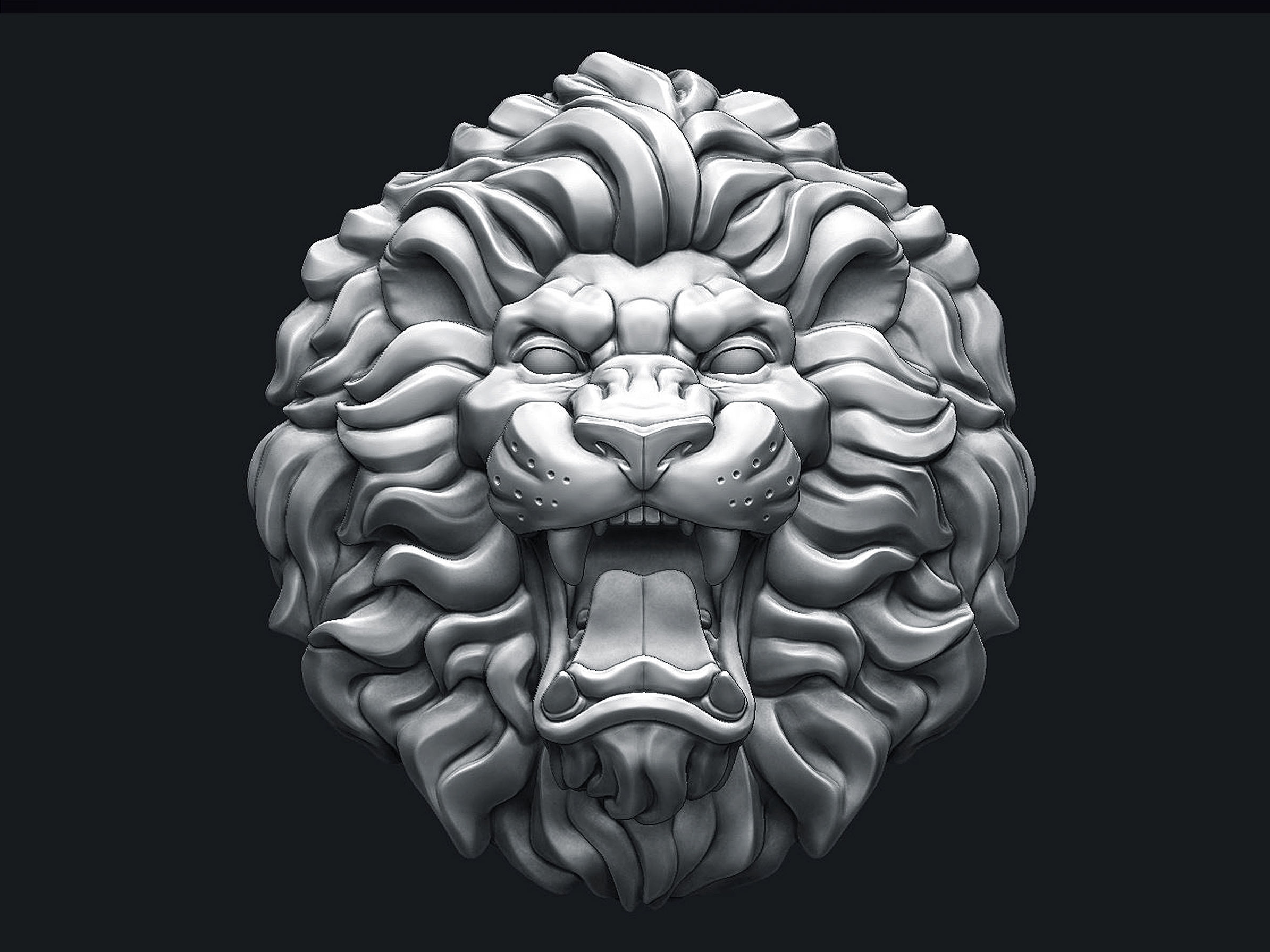 Roaring Lion Head V2 3D model 3D printable | CGTrader