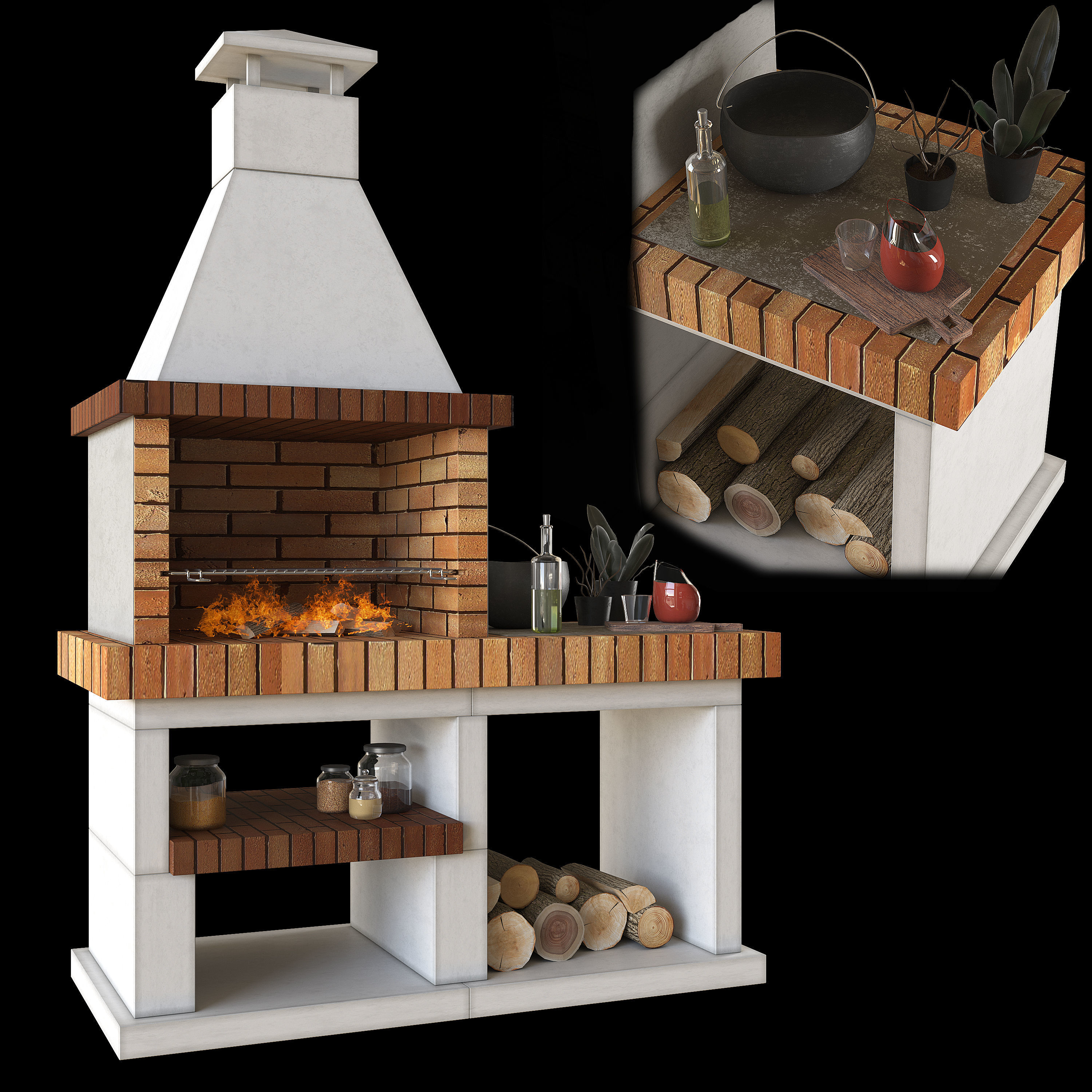 BBQ-barbecue outdoor barbecue with fire pit 3D model | CGTrader