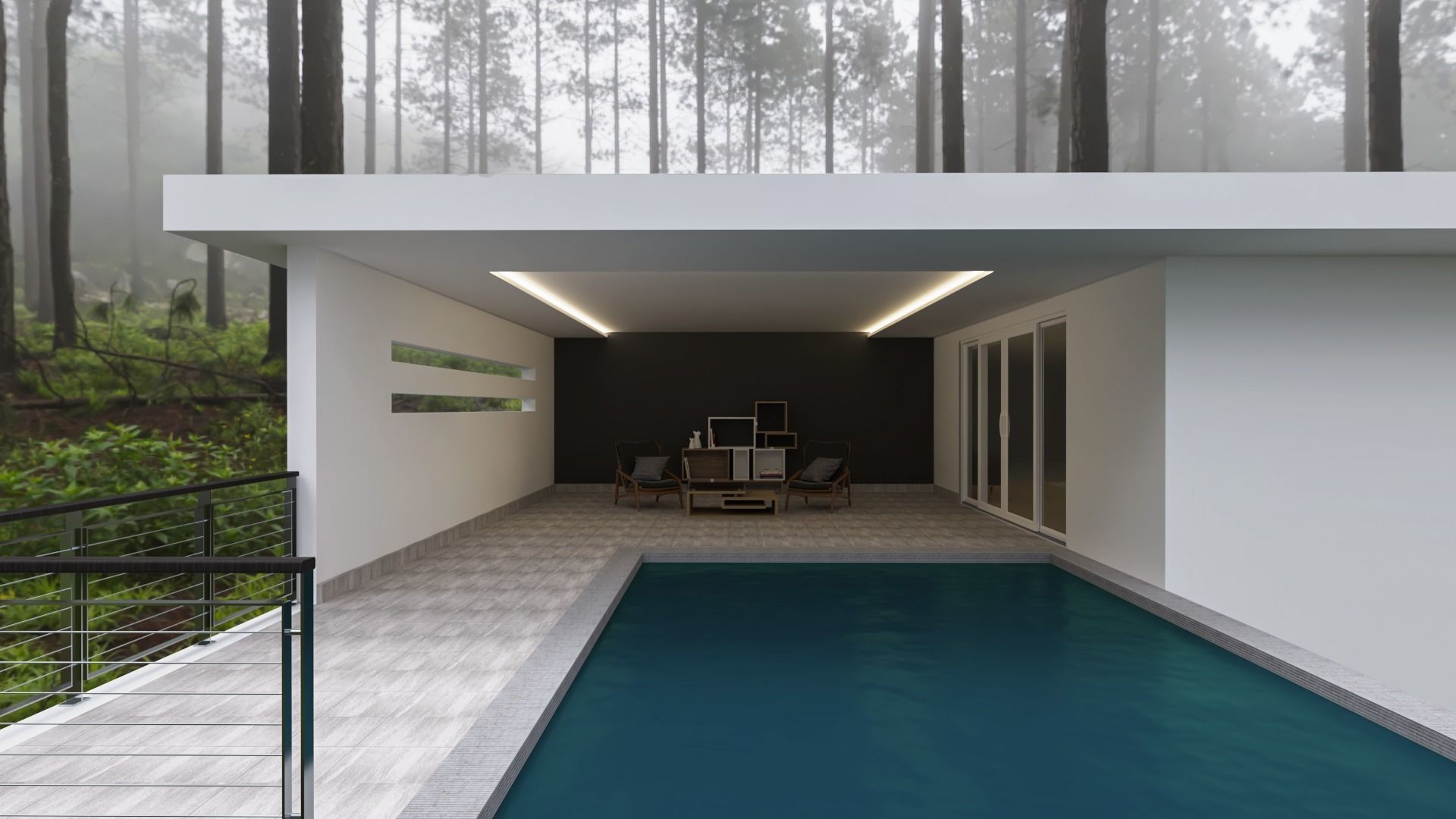 Living room with infinity pool 3D model | CGTrader