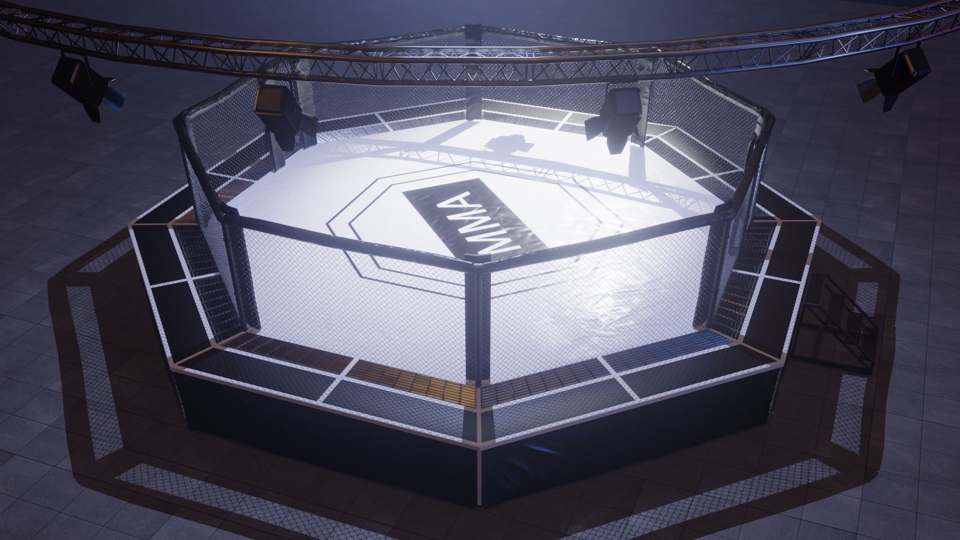 3D model MMA fighting octagon arena with lights VR / AR / low-poly ...