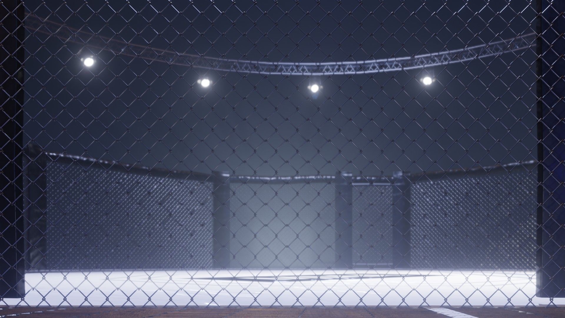 3D model MMA fighting octagon arena with lights VR / AR / low-poly ...