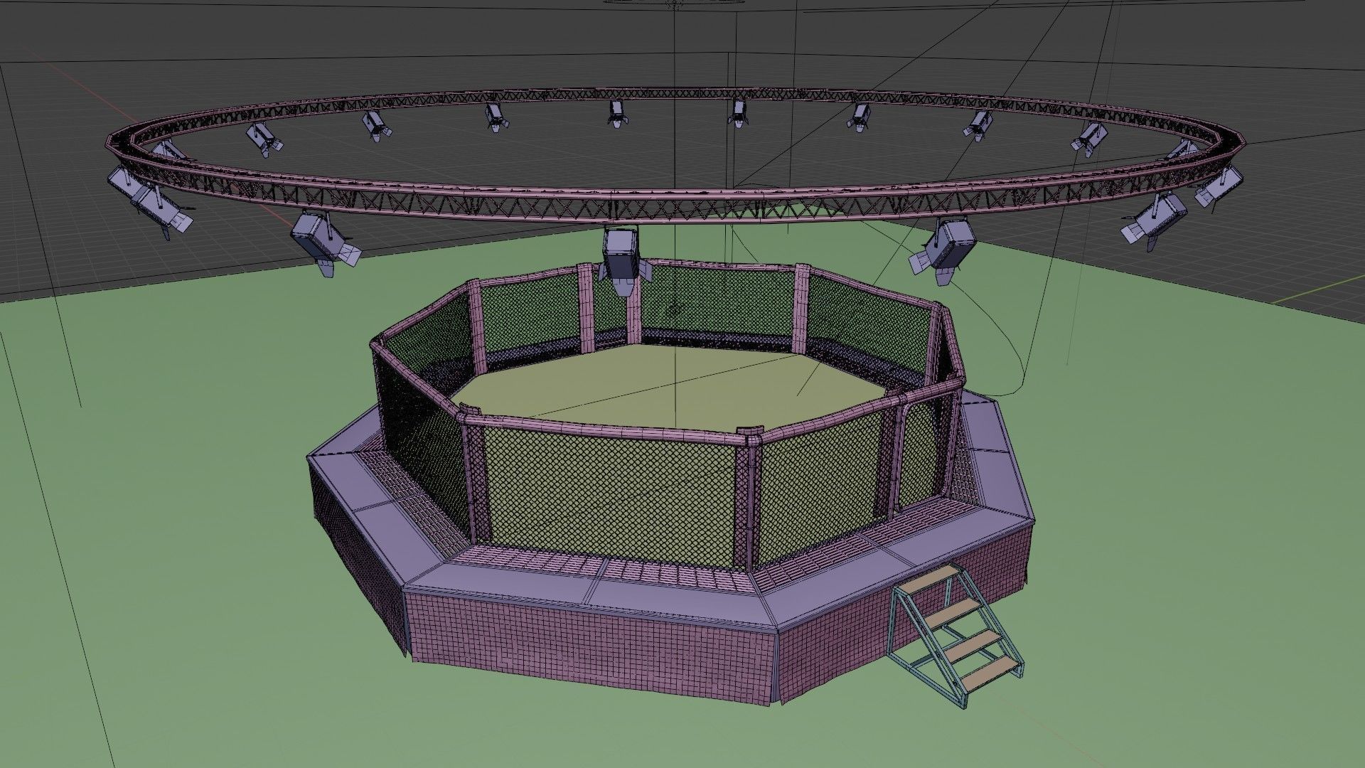 3D model MMA fighting octagon arena with lights VR / AR / low-poly ...