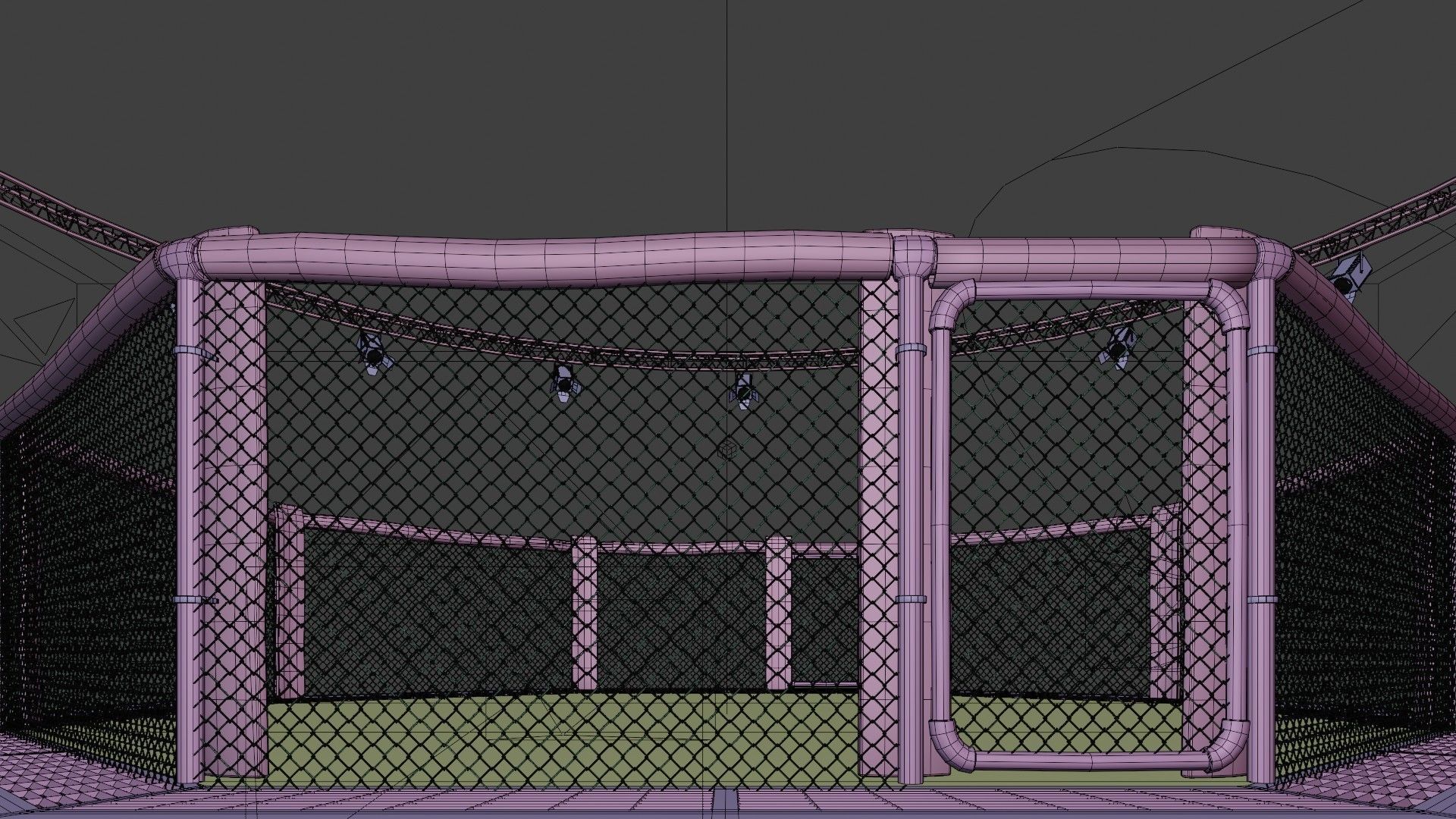 3D model MMA fighting octagon arena with lights VR / AR / low-poly ...