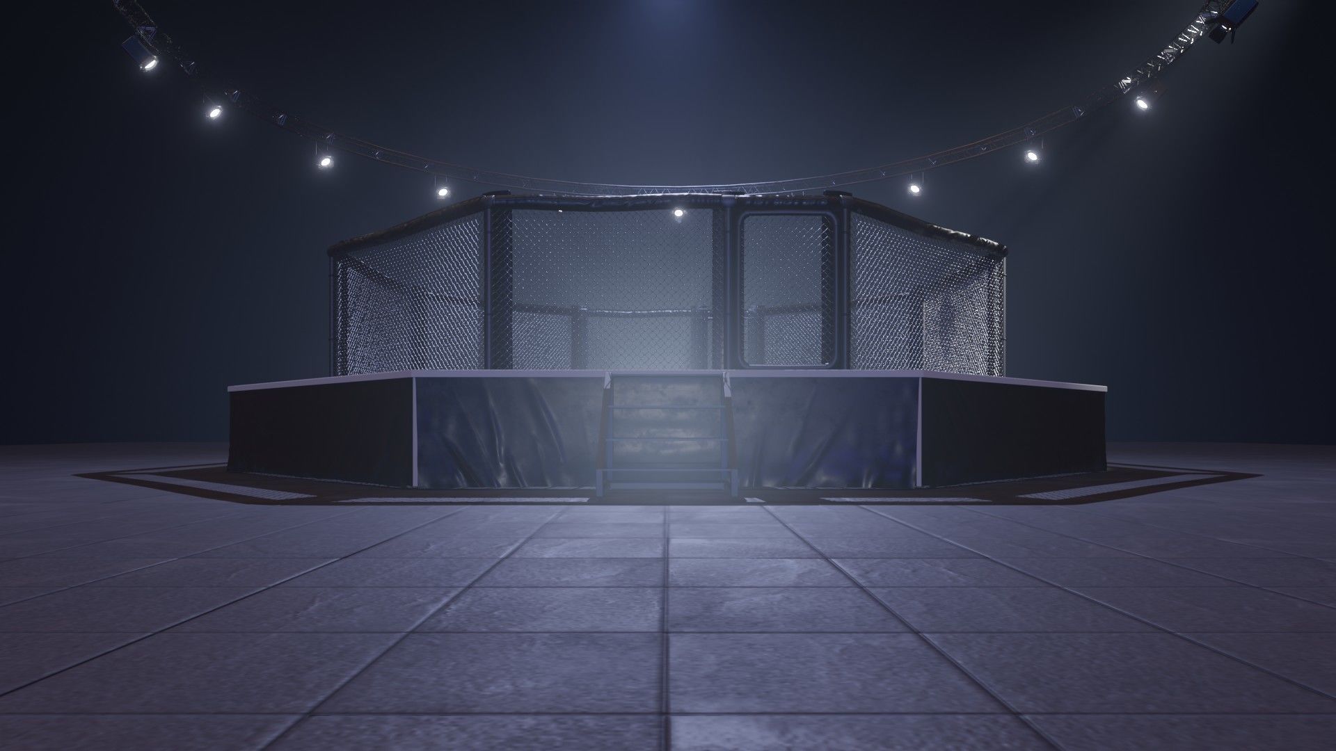 3D model MMA fighting octagon arena with lights VR / AR / low-poly ...