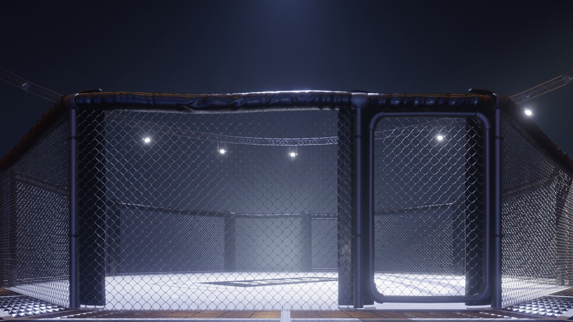 3D model MMA fighting octagon arena with lights VR / AR / low-poly ...