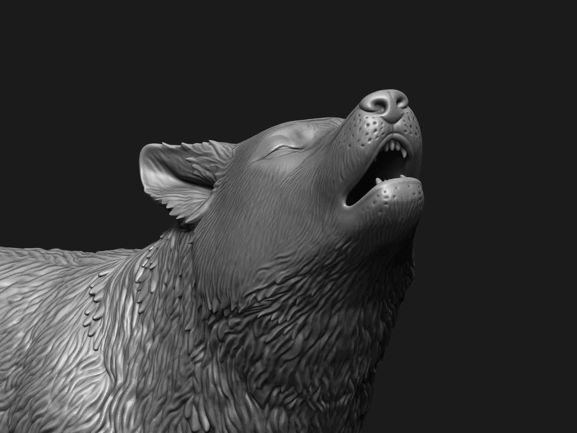 Howling Wolf 3D model 3D printable | CGTrader