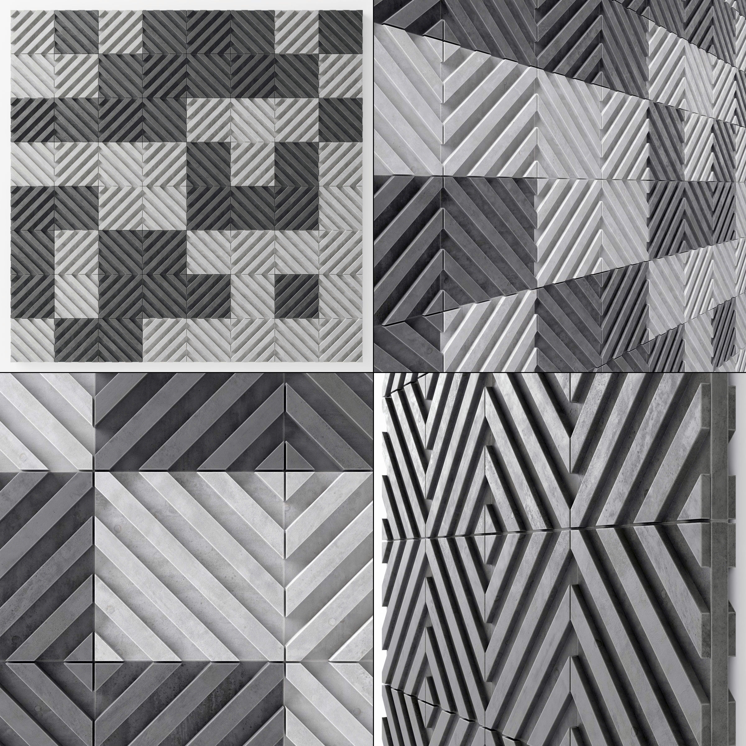 Wall decor concrete tile line n1 3D model | CGTrader