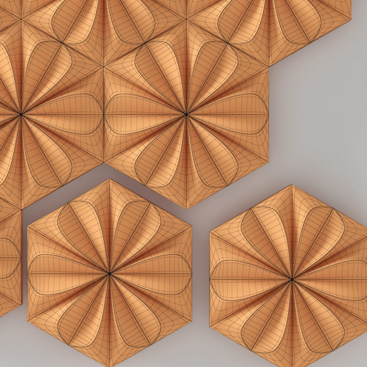 Hexagonal panel with pattern n1 3D model | CGTrader
