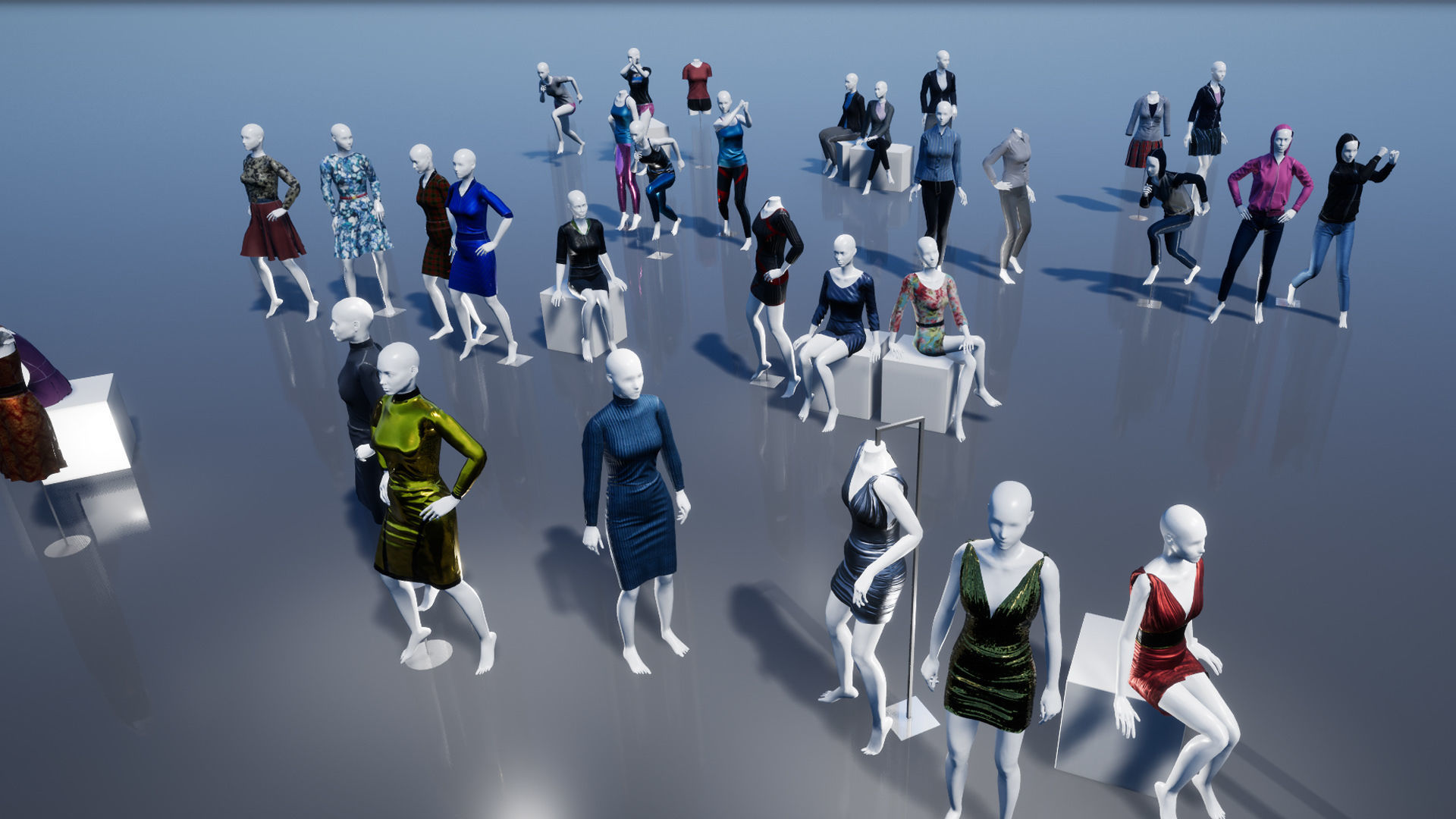 3D model Female Mannequins with various clothing VR / AR / low-poly ...