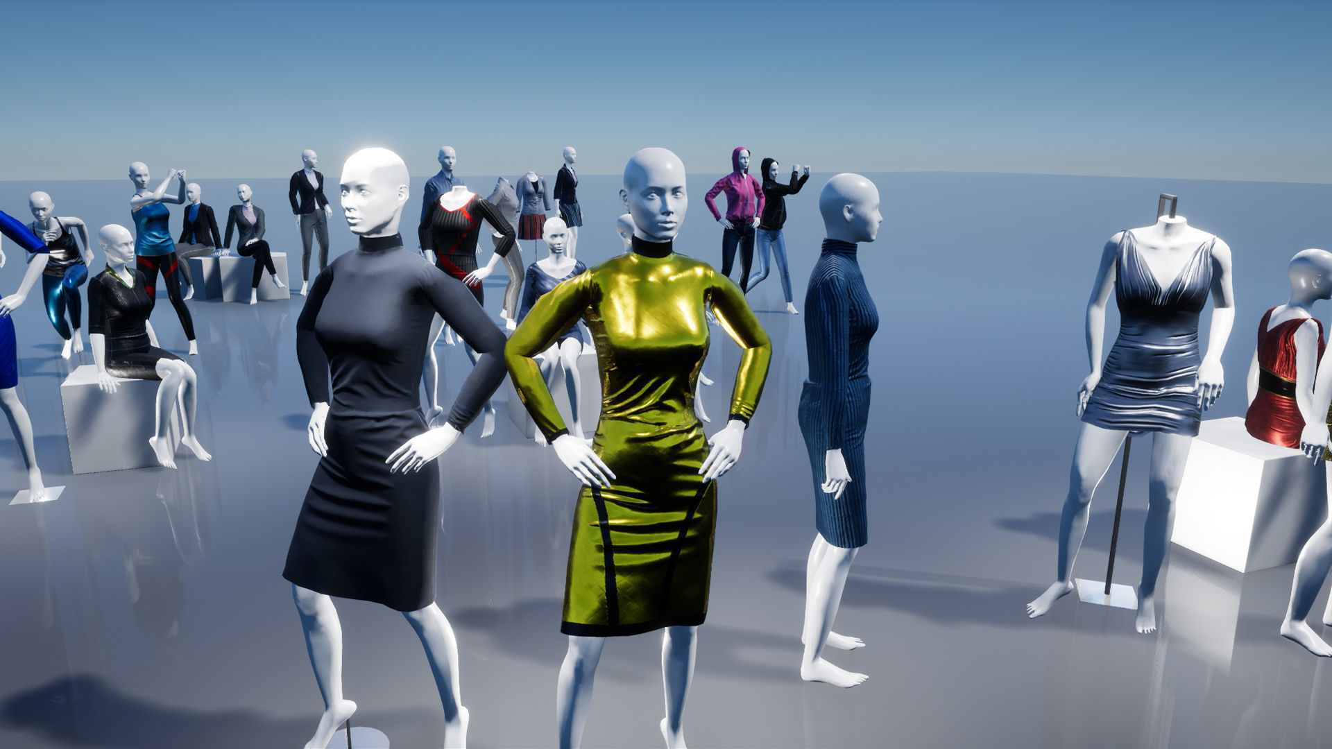 3D model Female Mannequins with various clothing VR / AR / low-poly ...