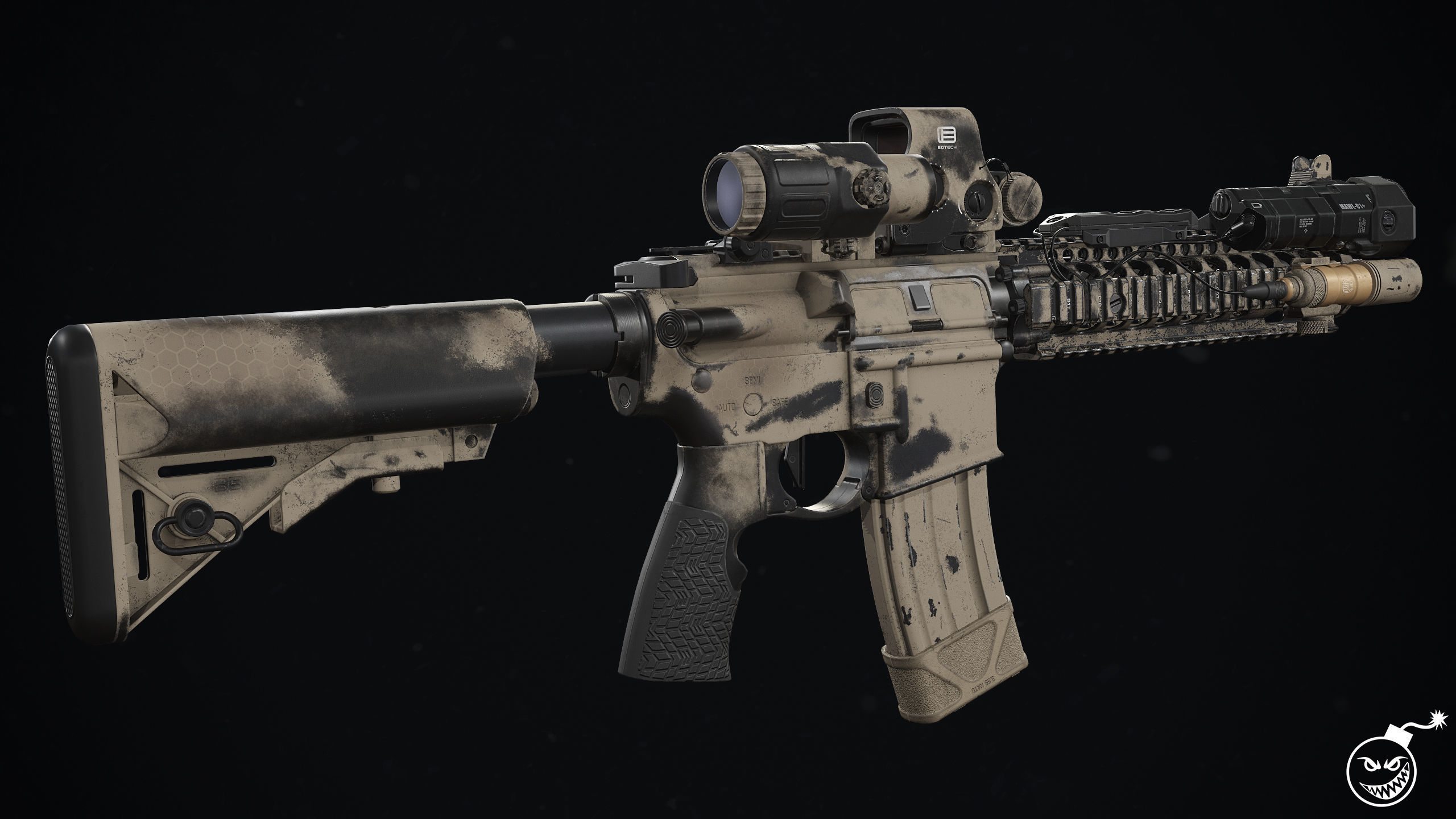 3D model Daniel Defense MK18 Painted VR / AR / low-poly | CGTrader