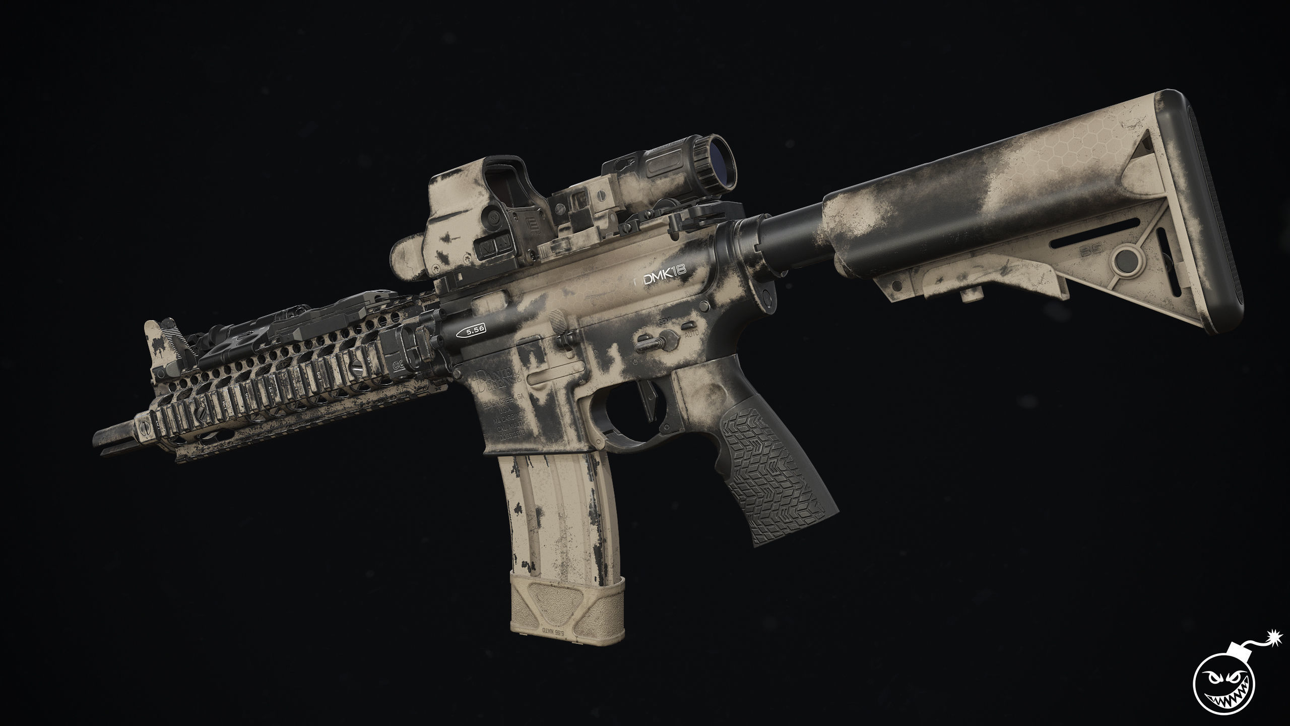 3D model Daniel Defense MK18 Painted VR / AR / low-poly | CGTrader
