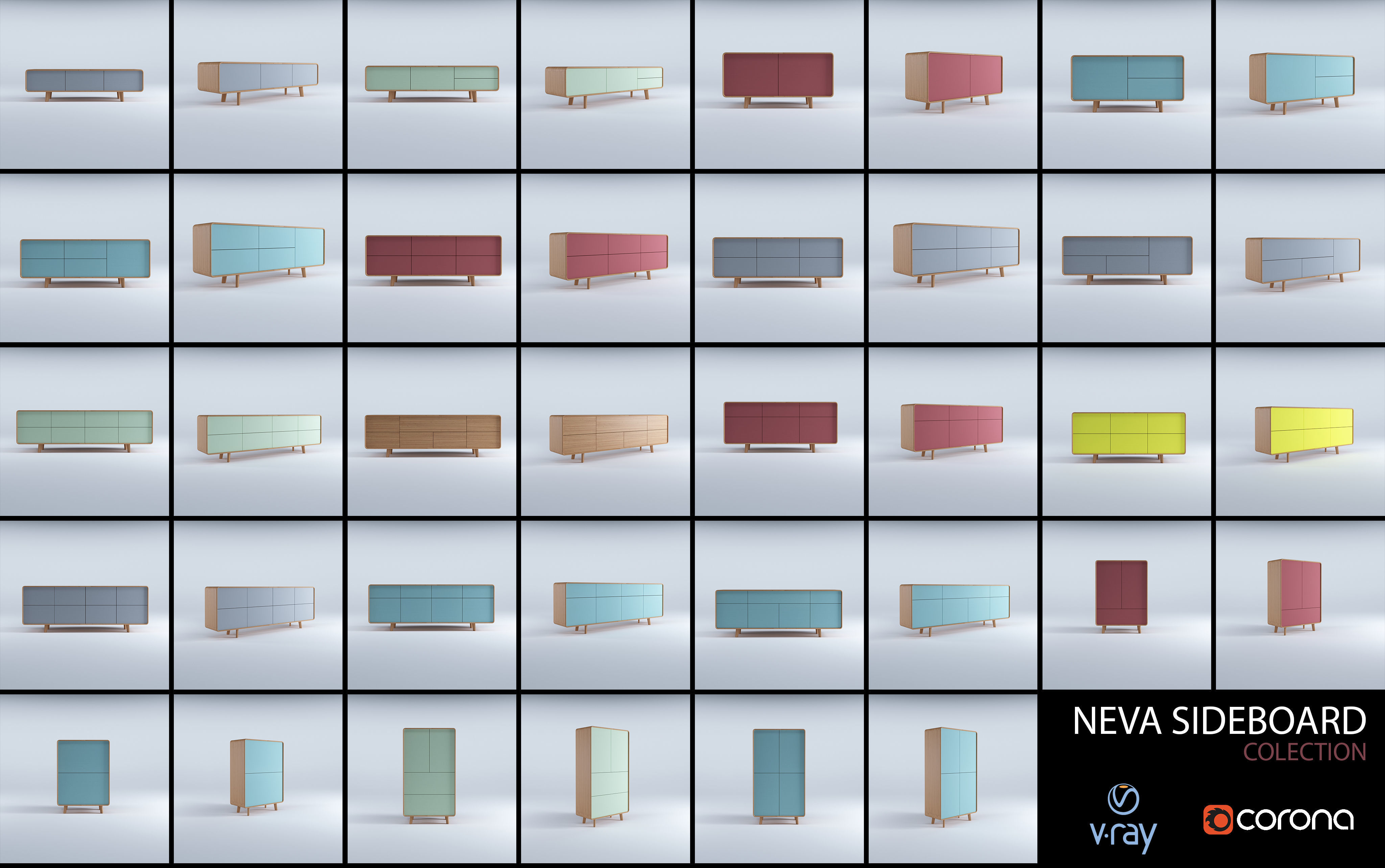 3D model NEVA sideboard colection VR / AR / low-poly | CGTrader