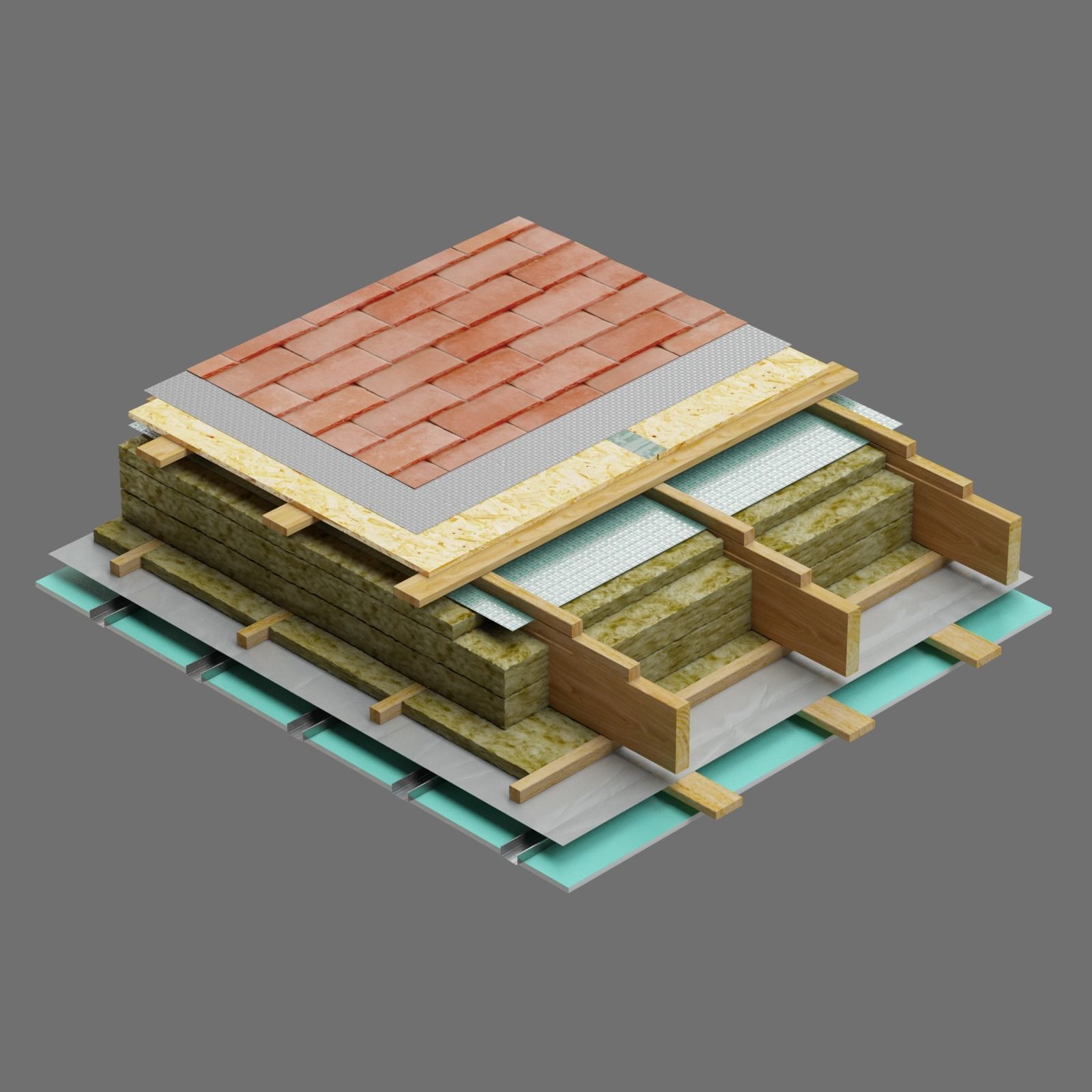 Roof Wood Frame Insulation 3D model | CGTrader