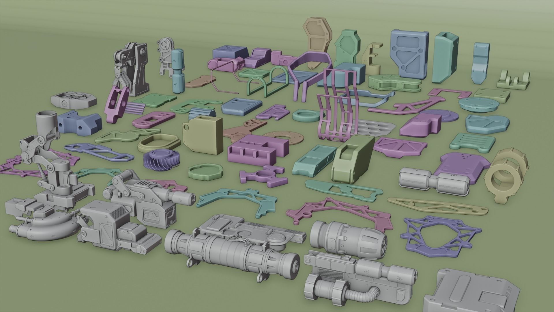 60 Sci Fi kitbash 3D model | CGTrader