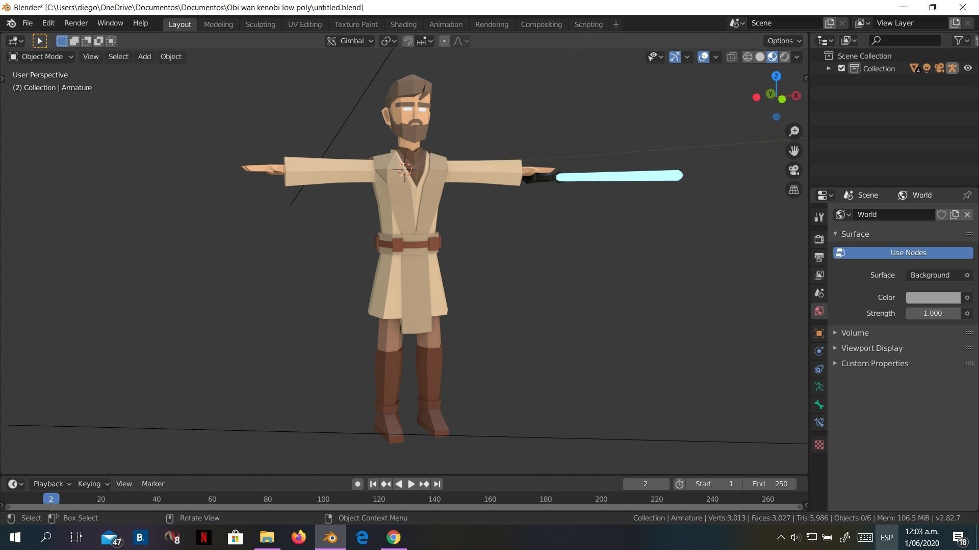 3D model Low-Poly Star Wars Obi Wan Jedi 3D rigged model Low Poly ...