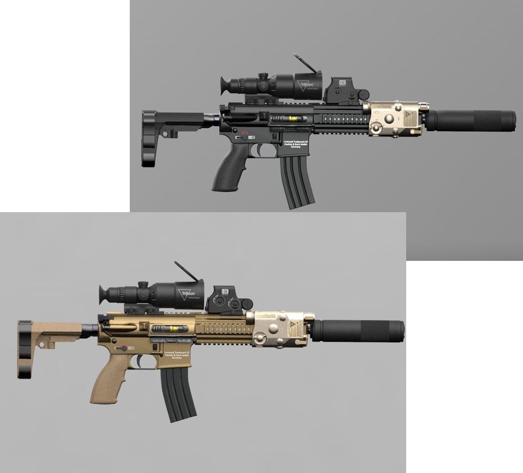 Gun Assault Rifle HK 416 3D model | CGTrader