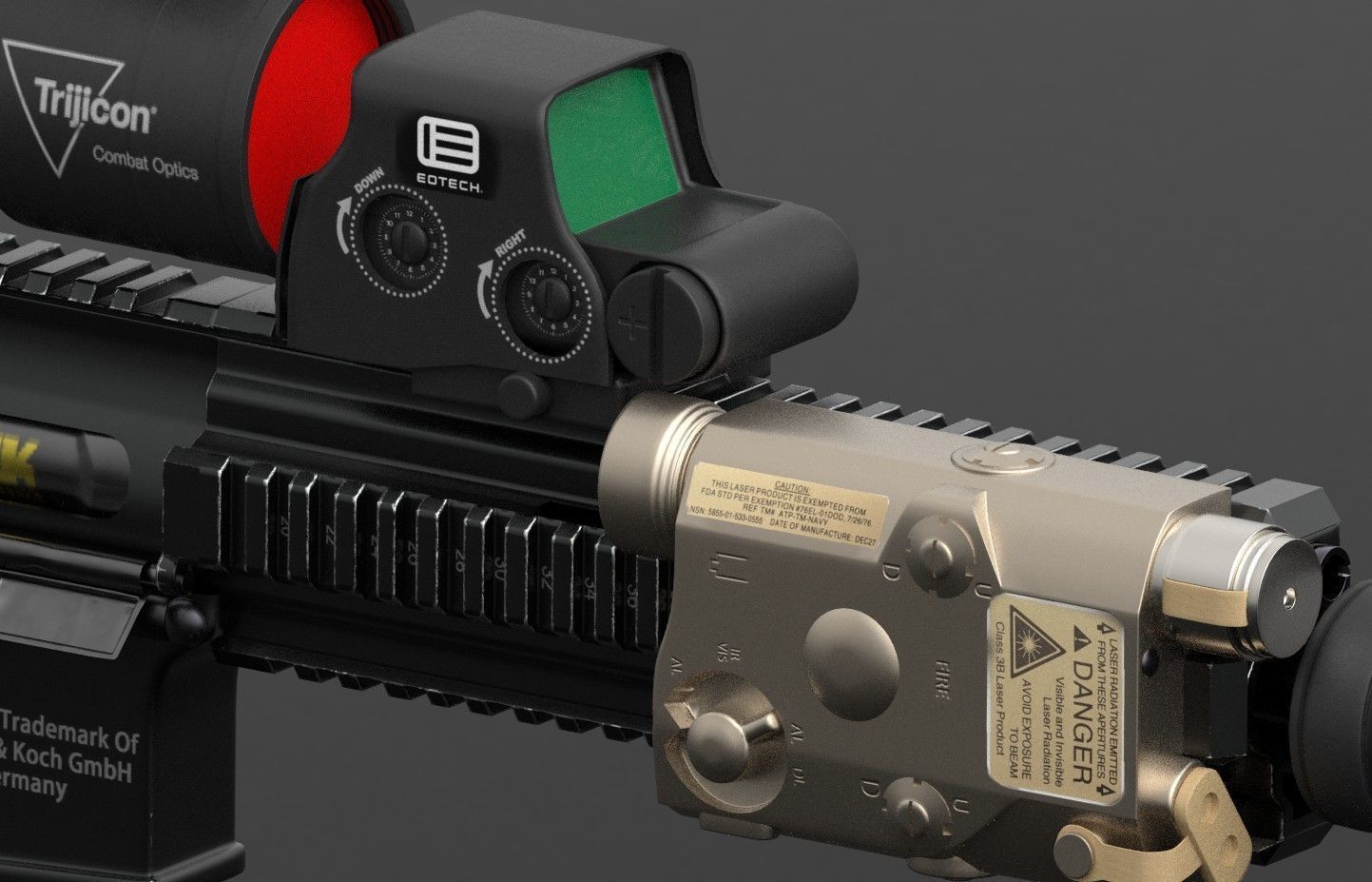 Gun Assault Rifle HK 416 3D model | CGTrader