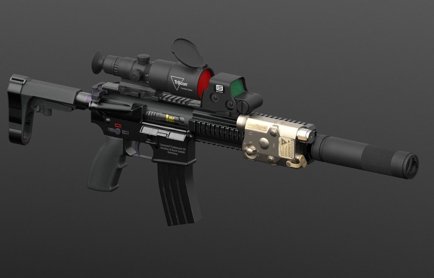 Gun Assault Rifle HK 416 3D model | CGTrader