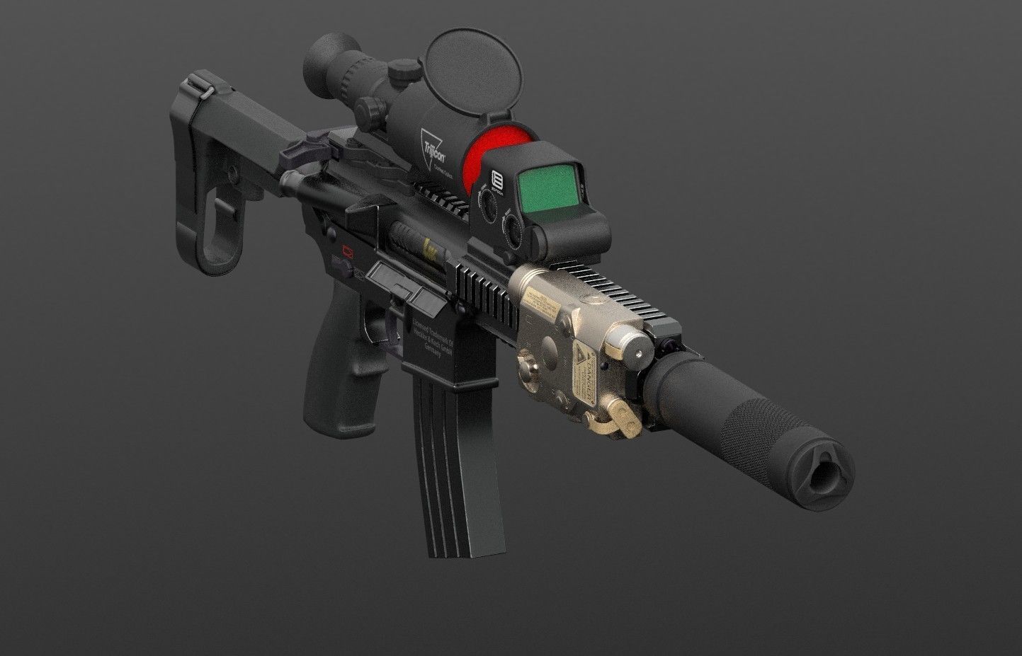 Gun Assault Rifle HK 416 3D model | CGTrader