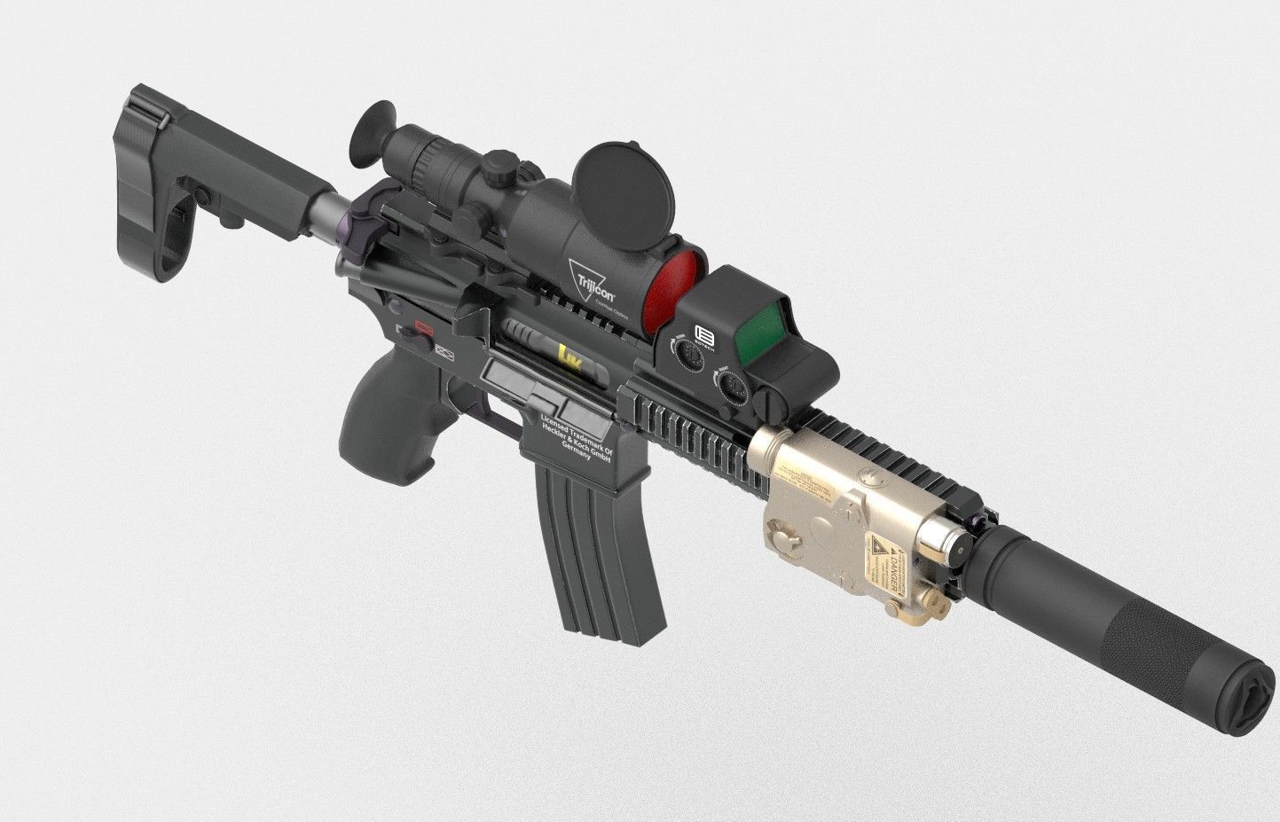 Gun Assault Rifle HK 416 3D model | CGTrader