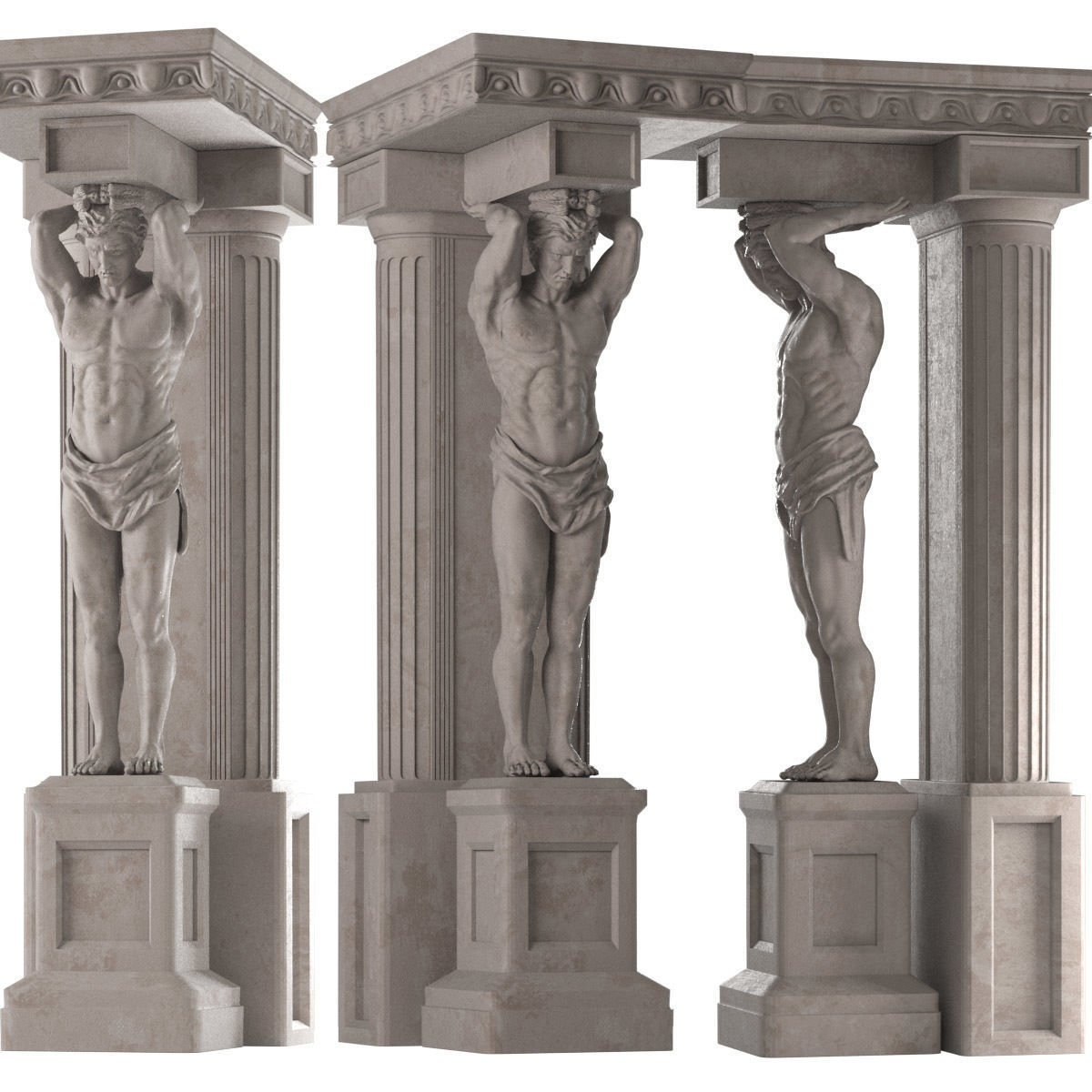 Atlant statue of man holding column 3D model | CGTrader