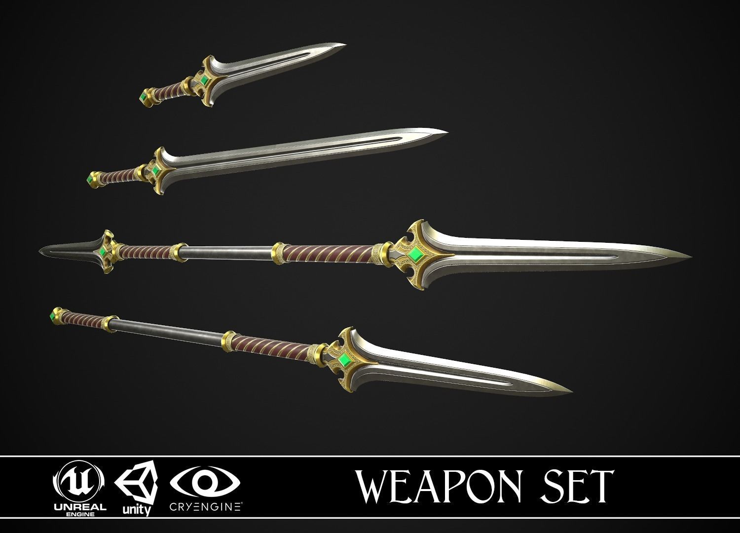 3D Model Collection Melee Weapon Set A3 VR / AR / low-poly | CGTrader