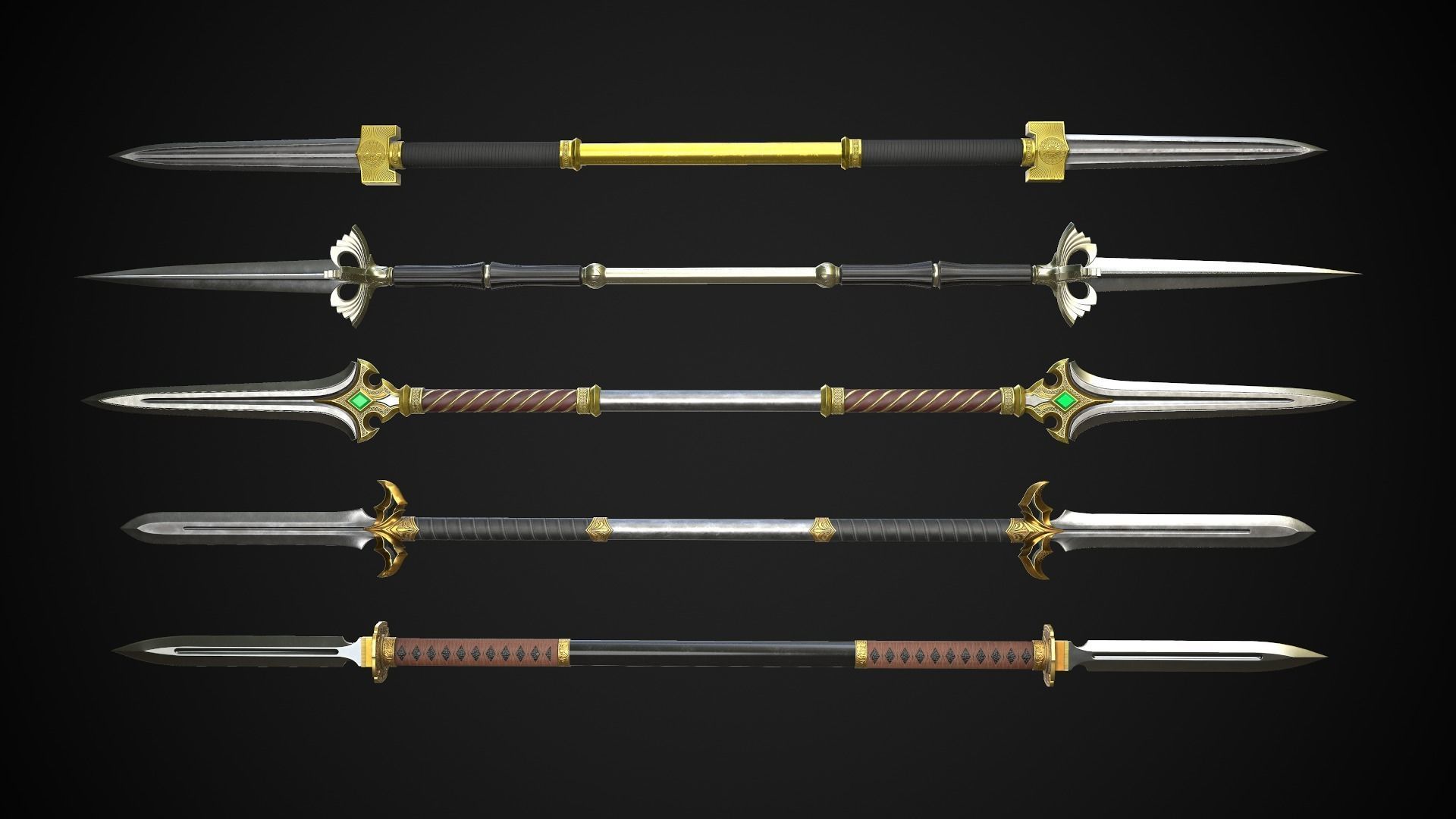 Collection of Spears and Glaive VR / AR / low-poly | CGTrader