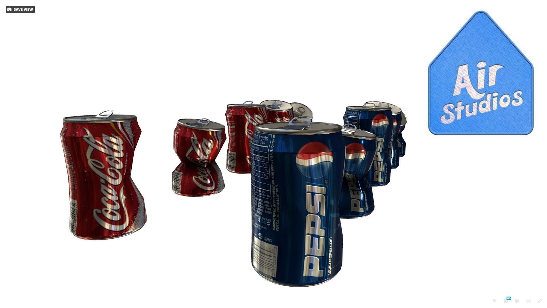 3D model Busted soda cans Pepsi and Coca Cola VR / AR / low-poly | CGTrader