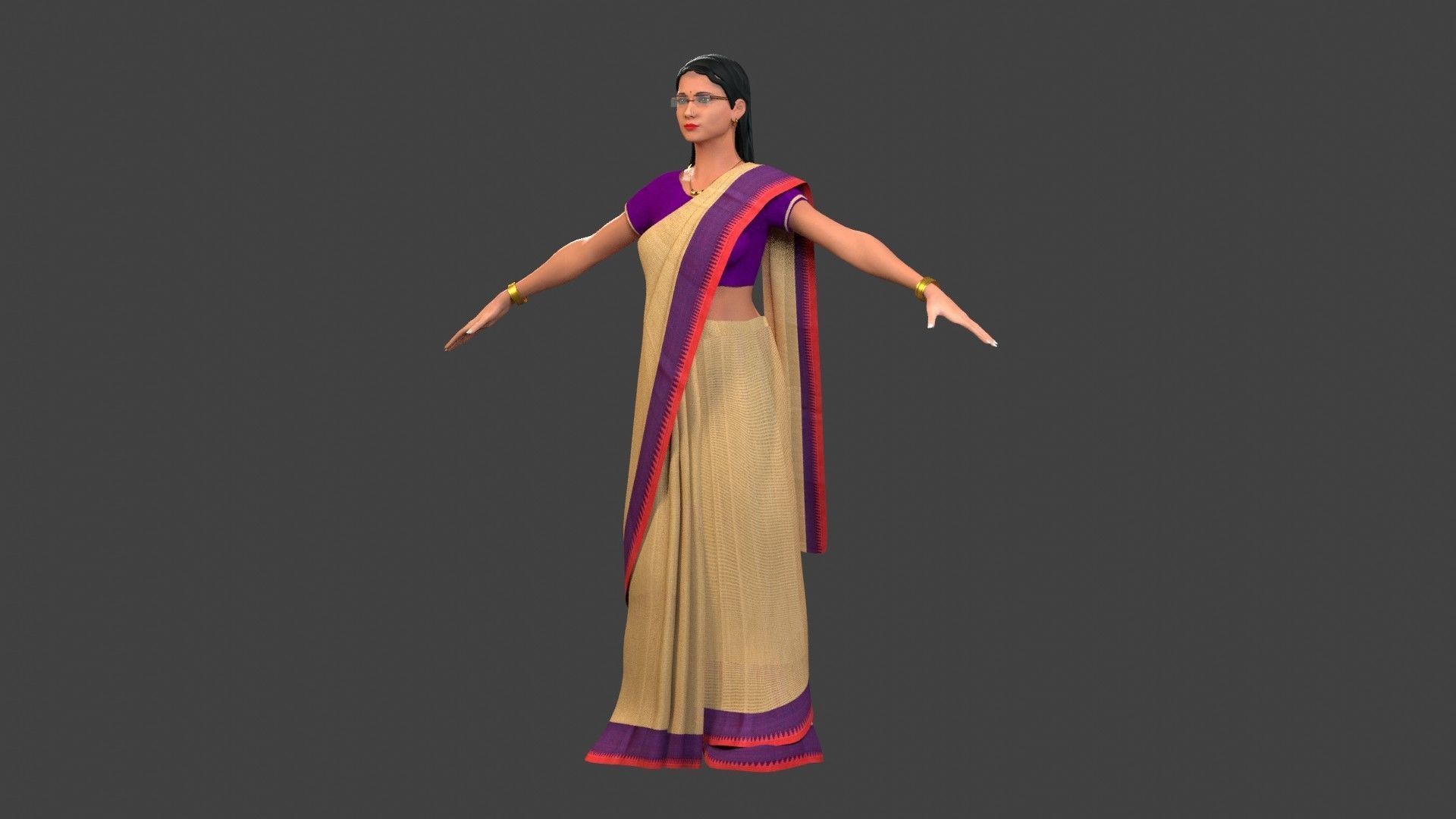 Indian Lady Ganga 3D model rigged | CGTrader