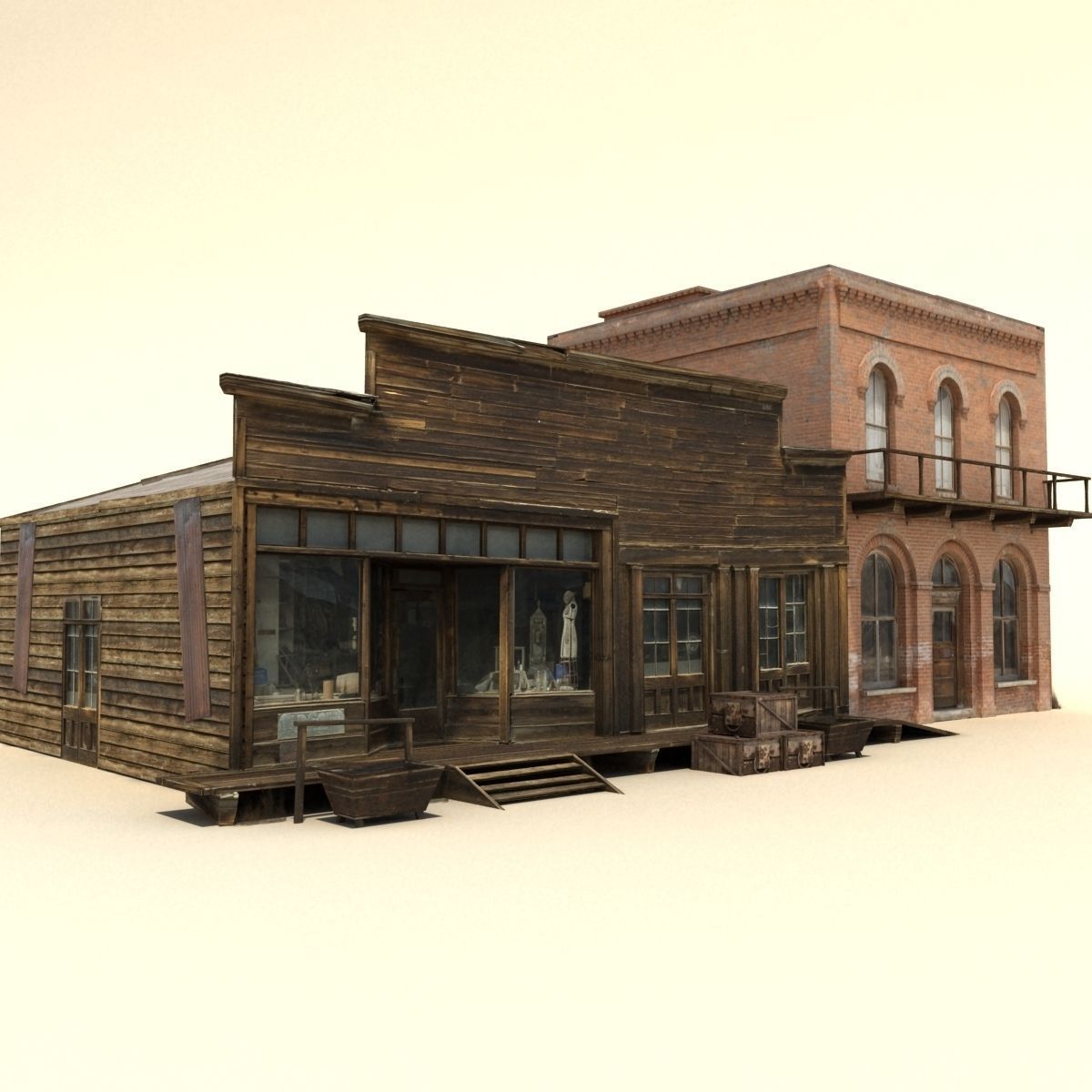3D model Low Poly Wild West Buildings2 VR / AR / low-poly | CGTrader