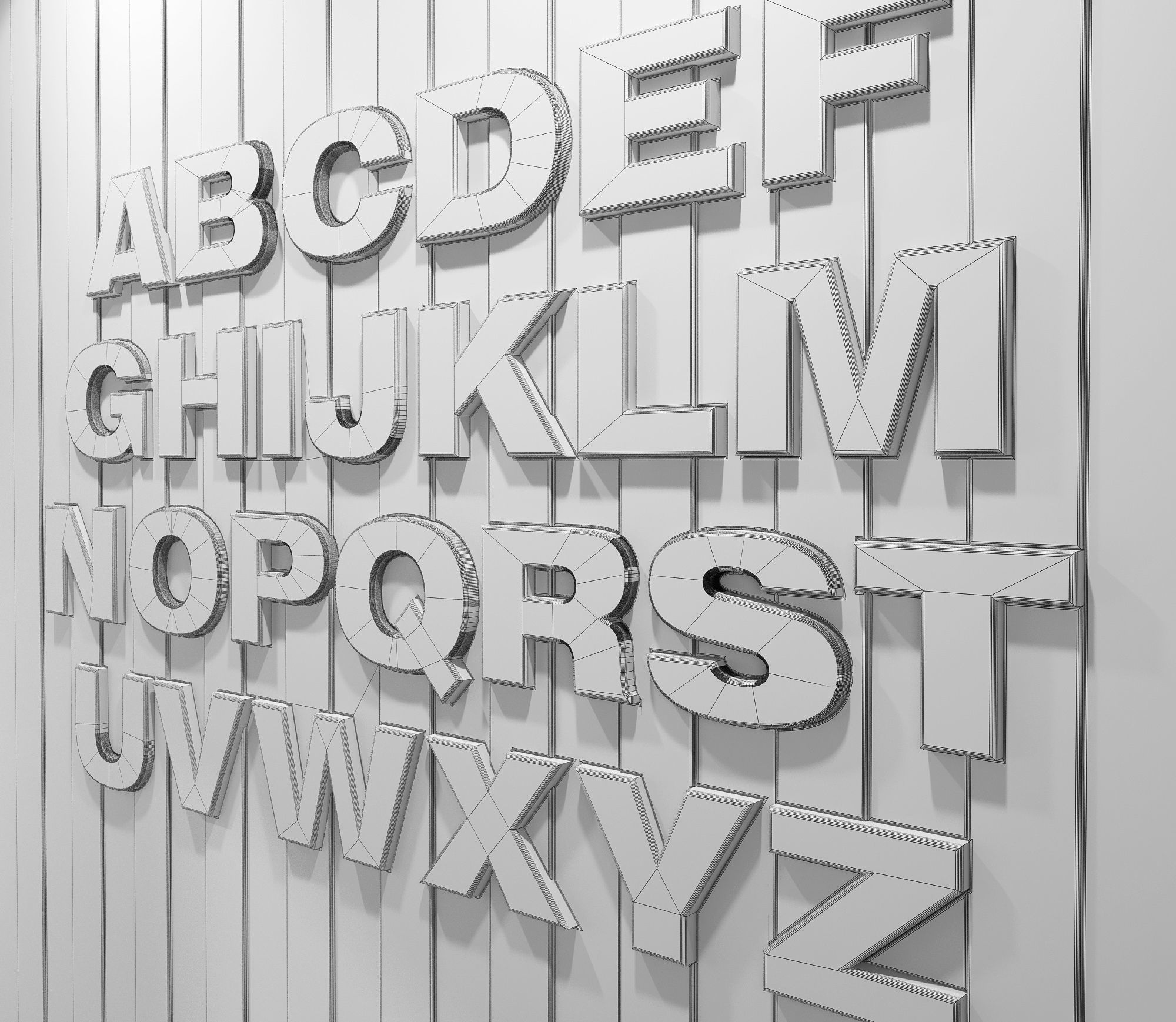 Wood panel English alphabet 3D model | CGTrader