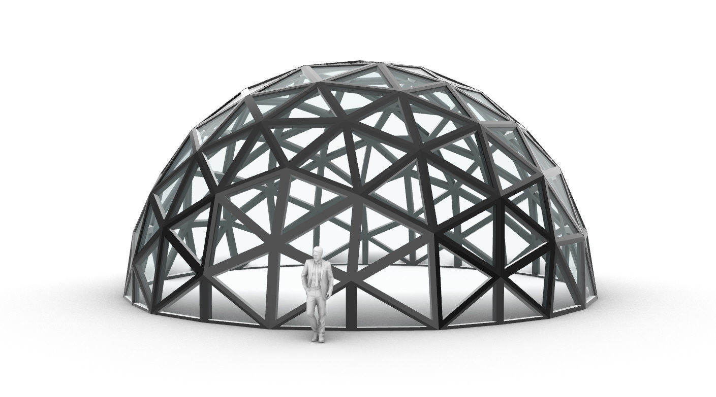 Geodesic Dome with Dynamic Perforations and glass panels 3D model ...