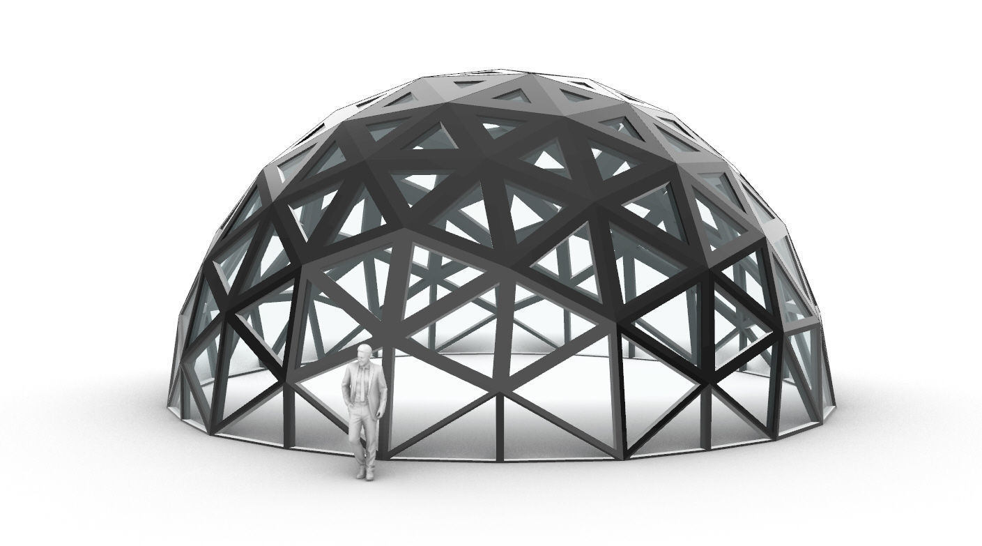 Geodesic Dome with Dynamic Perforations and glass panels 3D model ...