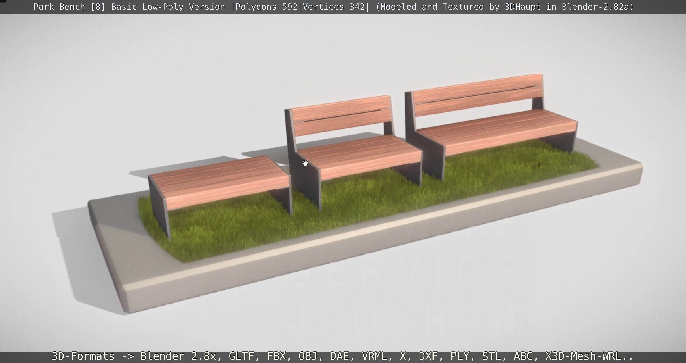 3D model Park Bench -8- Basic Low-Poly Version -Wood-Metal Mixed - VR ...