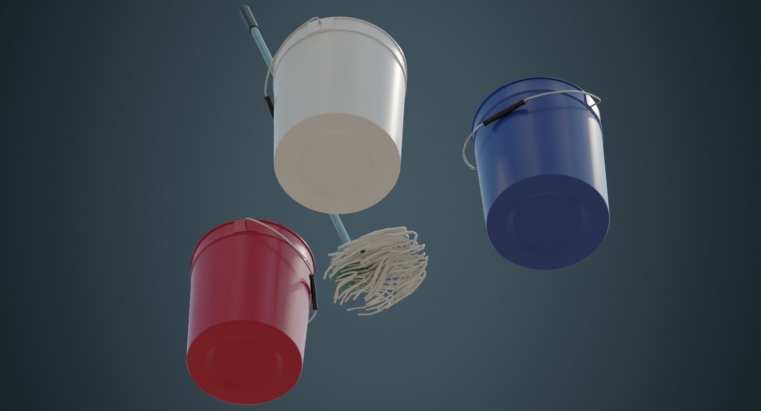 3D model Bucket And Mop 1A VR / AR / low-poly | CGTrader