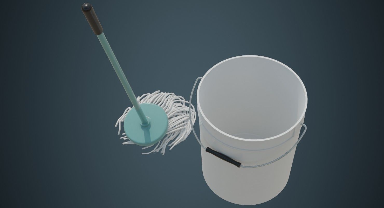 3D model Bucket And Mop 1A VR / AR / low-poly | CGTrader