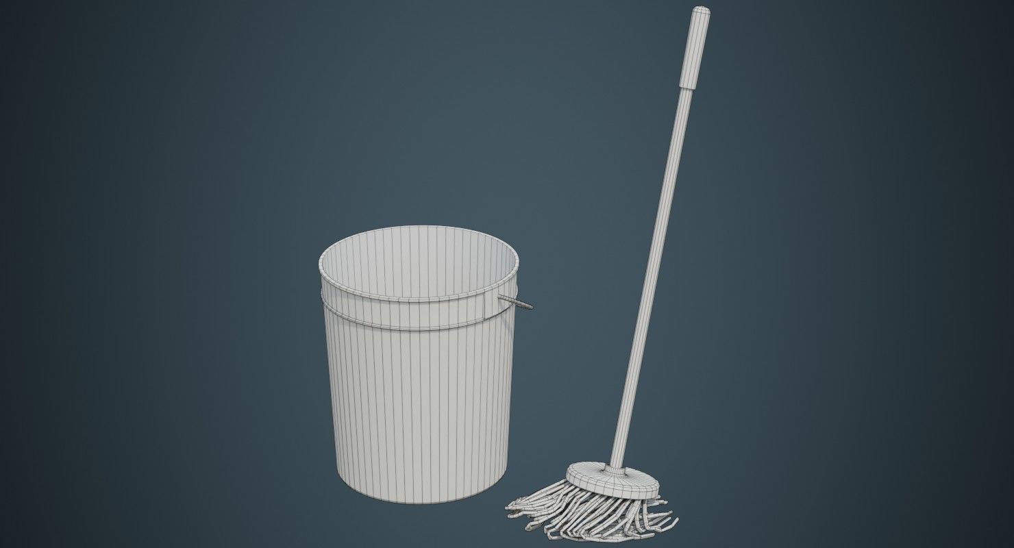 3D model Bucket And Mop 1A VR / AR / low-poly | CGTrader