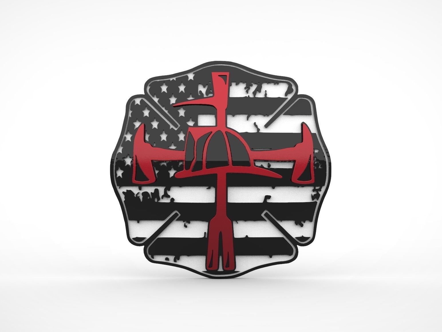 Thin Red Line Firefighter Logo Emblem Symbol free 3D model 3D printable ...
