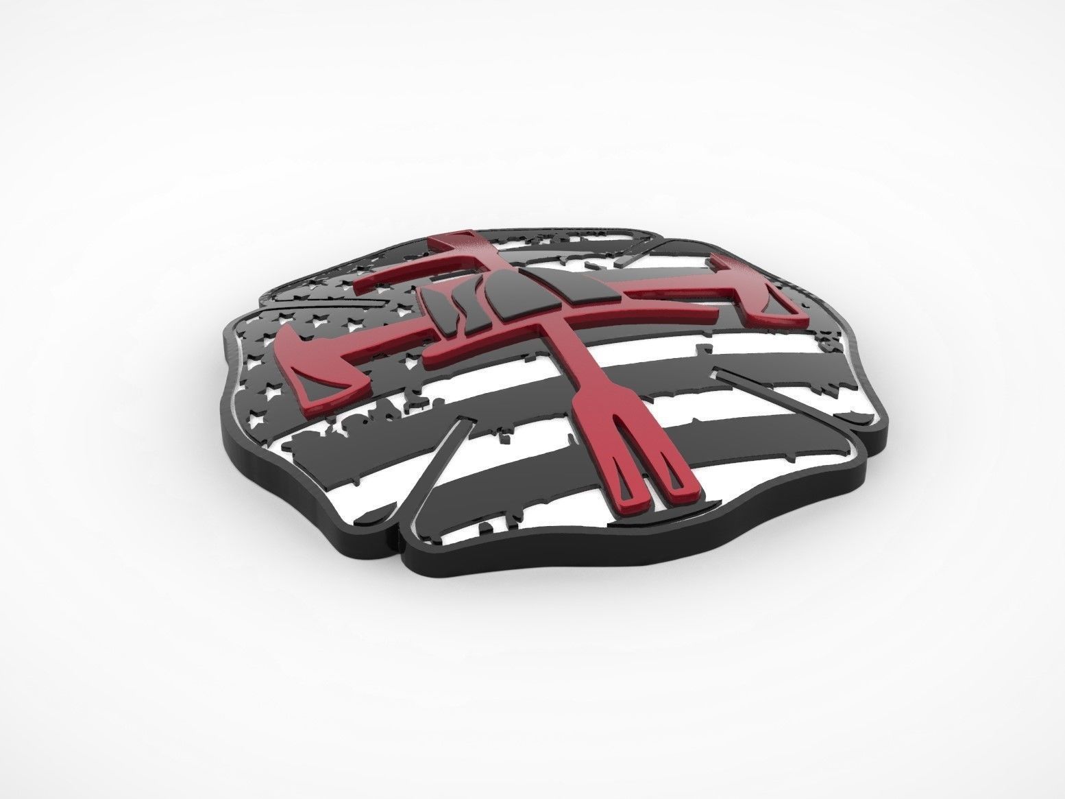 Thin Red Line Firefighter Logo Emblem Symbol free 3D model 3D printable ...