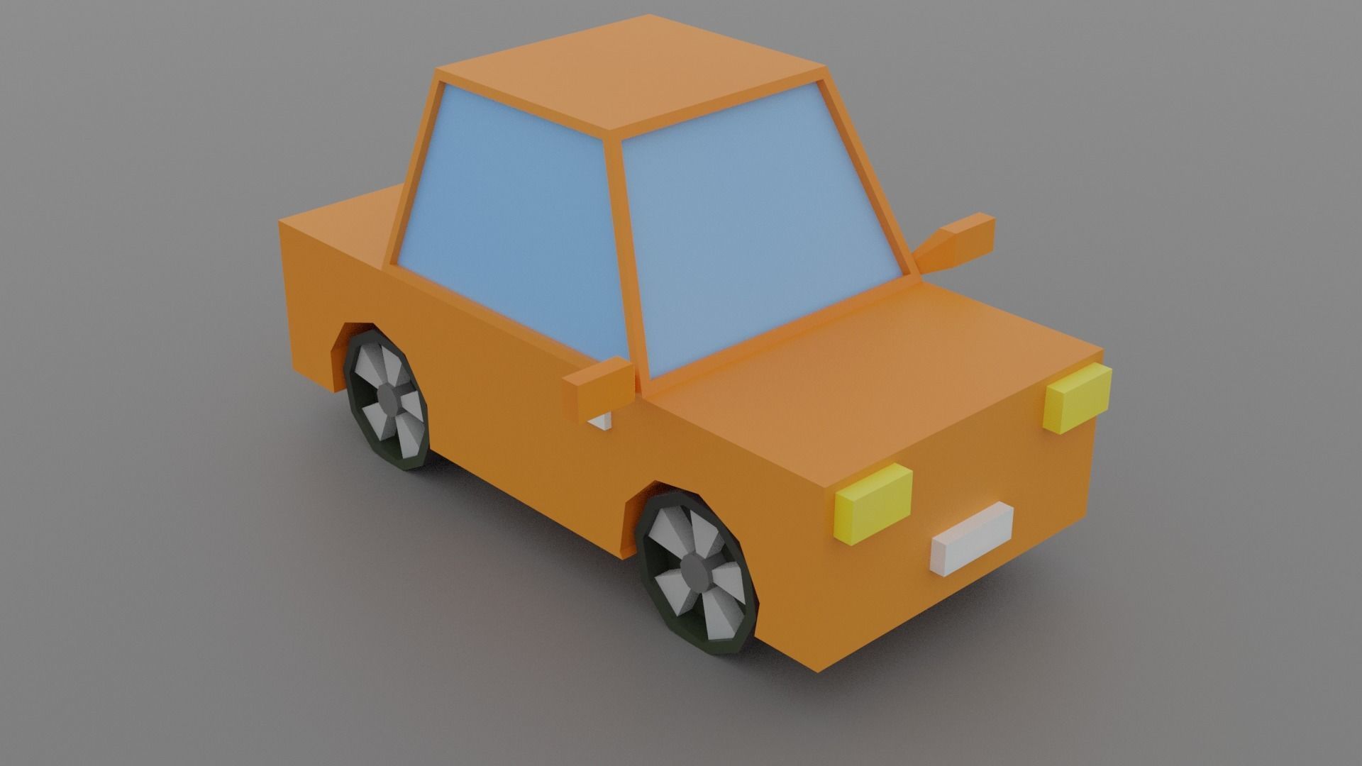 low-polygon orange car 3D model | CGTrader