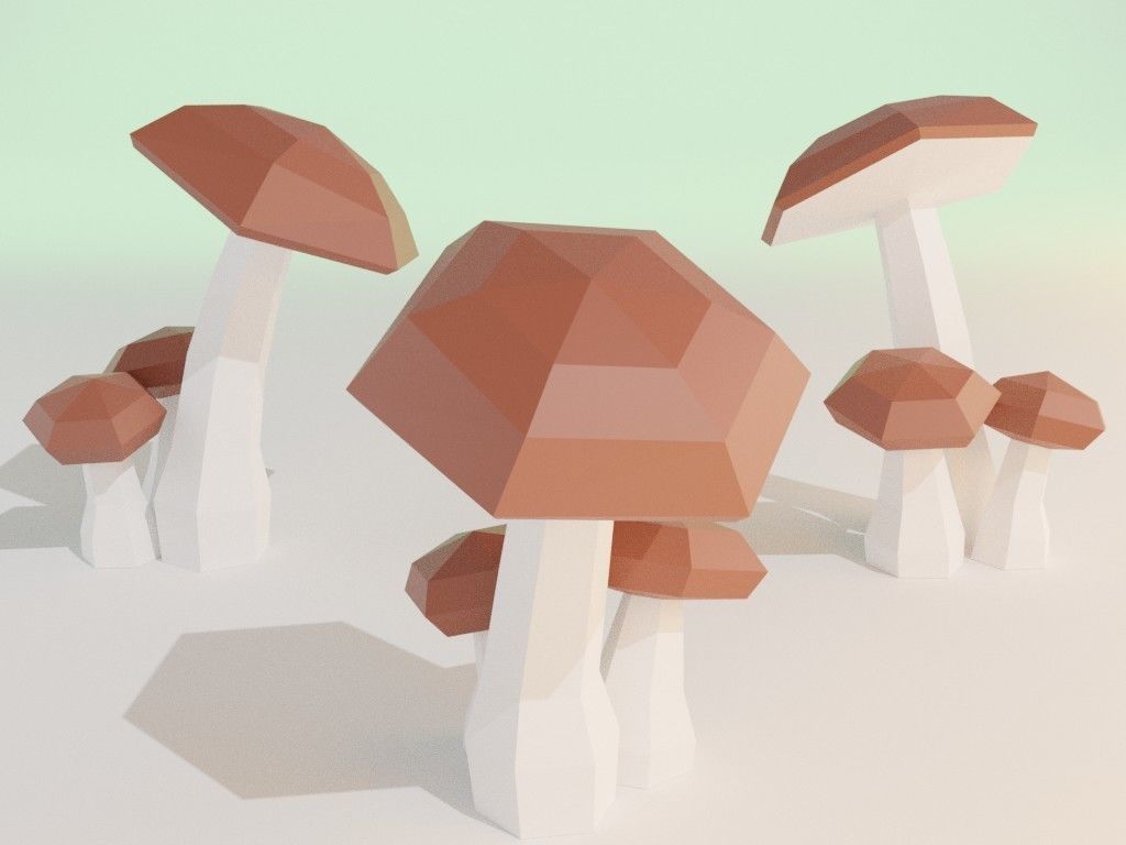 Low poly mushrooms set free VR / AR / low-poly 3D model | CGTrader