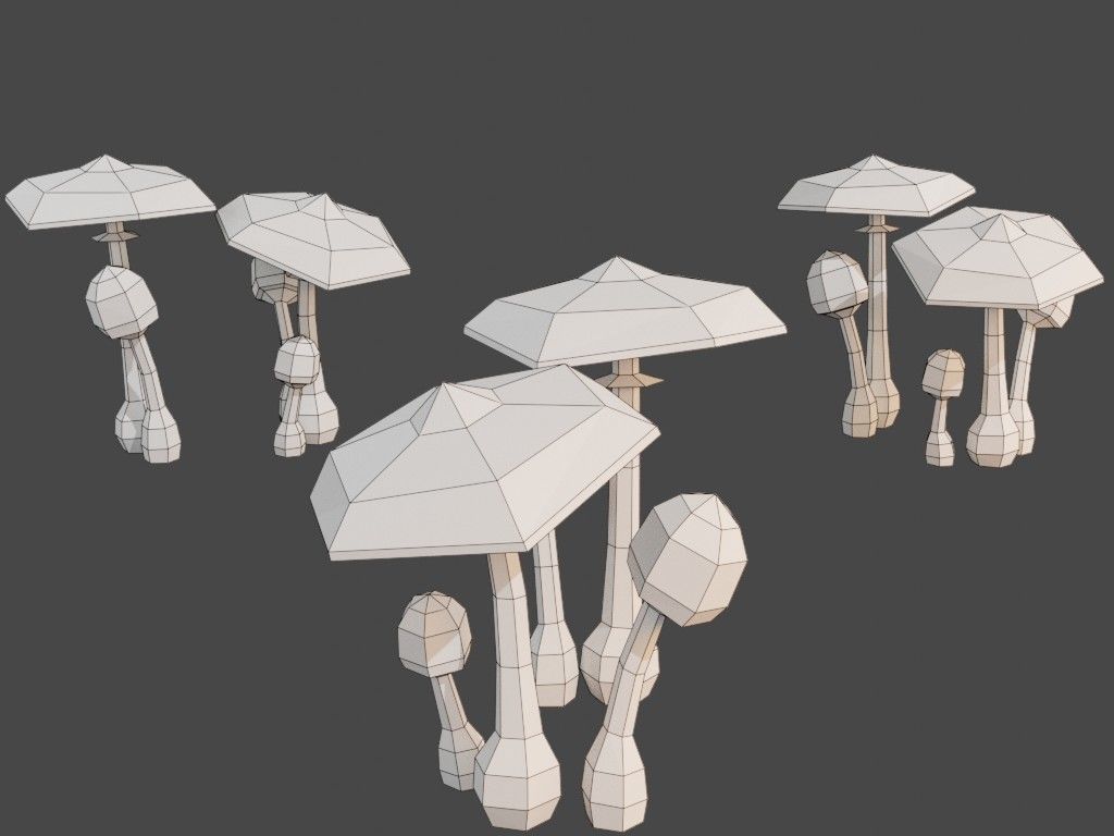 Low poly mushrooms set free VR / AR / low-poly 3D model | CGTrader