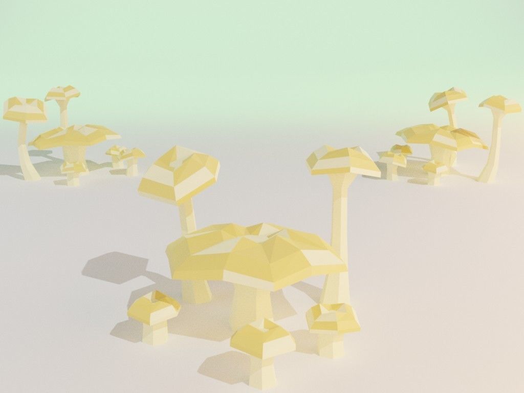 Low poly mushrooms set free VR / AR / low-poly 3D model | CGTrader