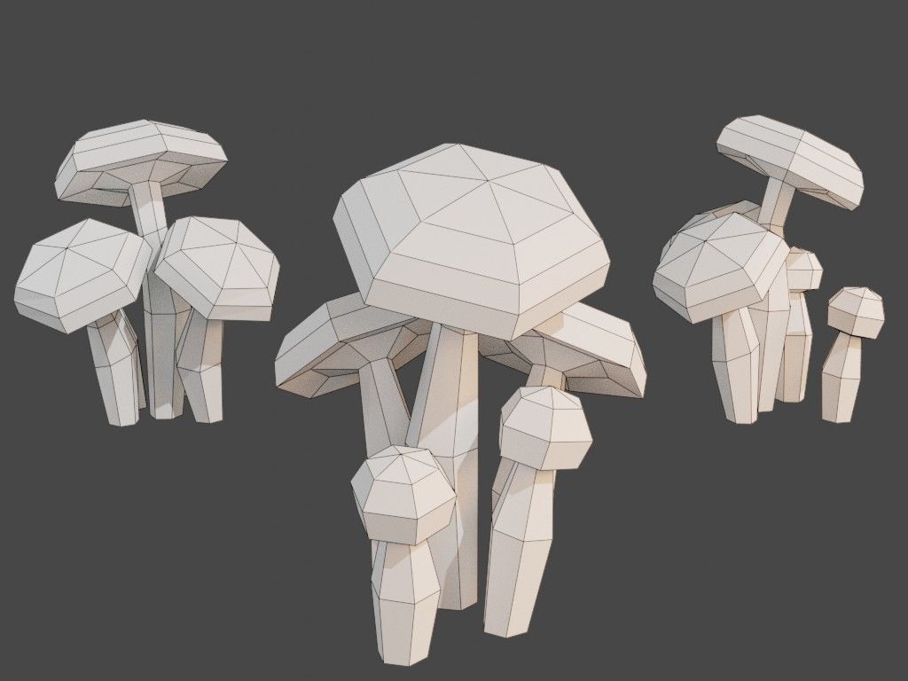 Low poly mushrooms set free VR / AR / low-poly 3D model | CGTrader